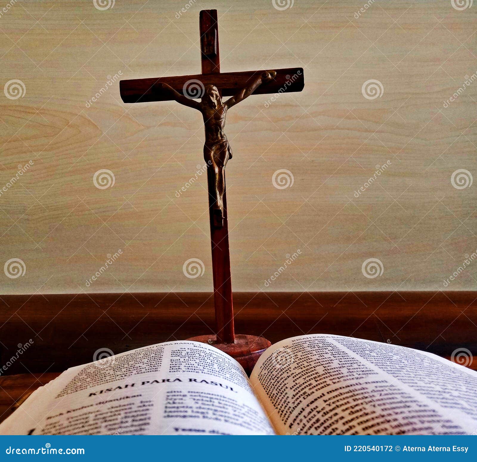 Cross and bible stock photo. Image of sculpture, cross - 220540172