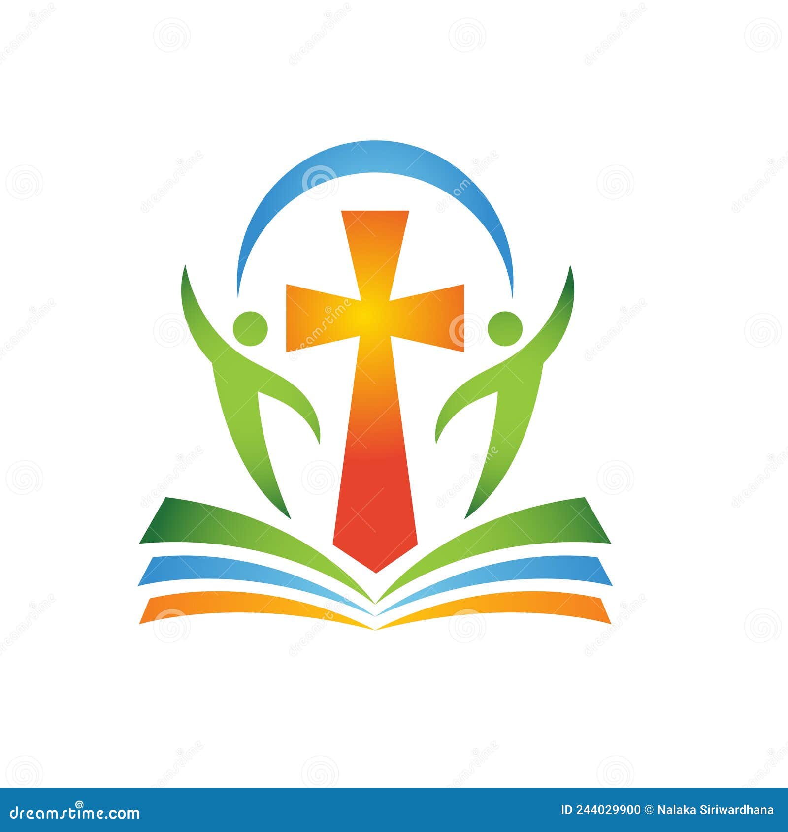 Bible Logo With Cross Design Symbol Inspiration Cartoon Vector ...