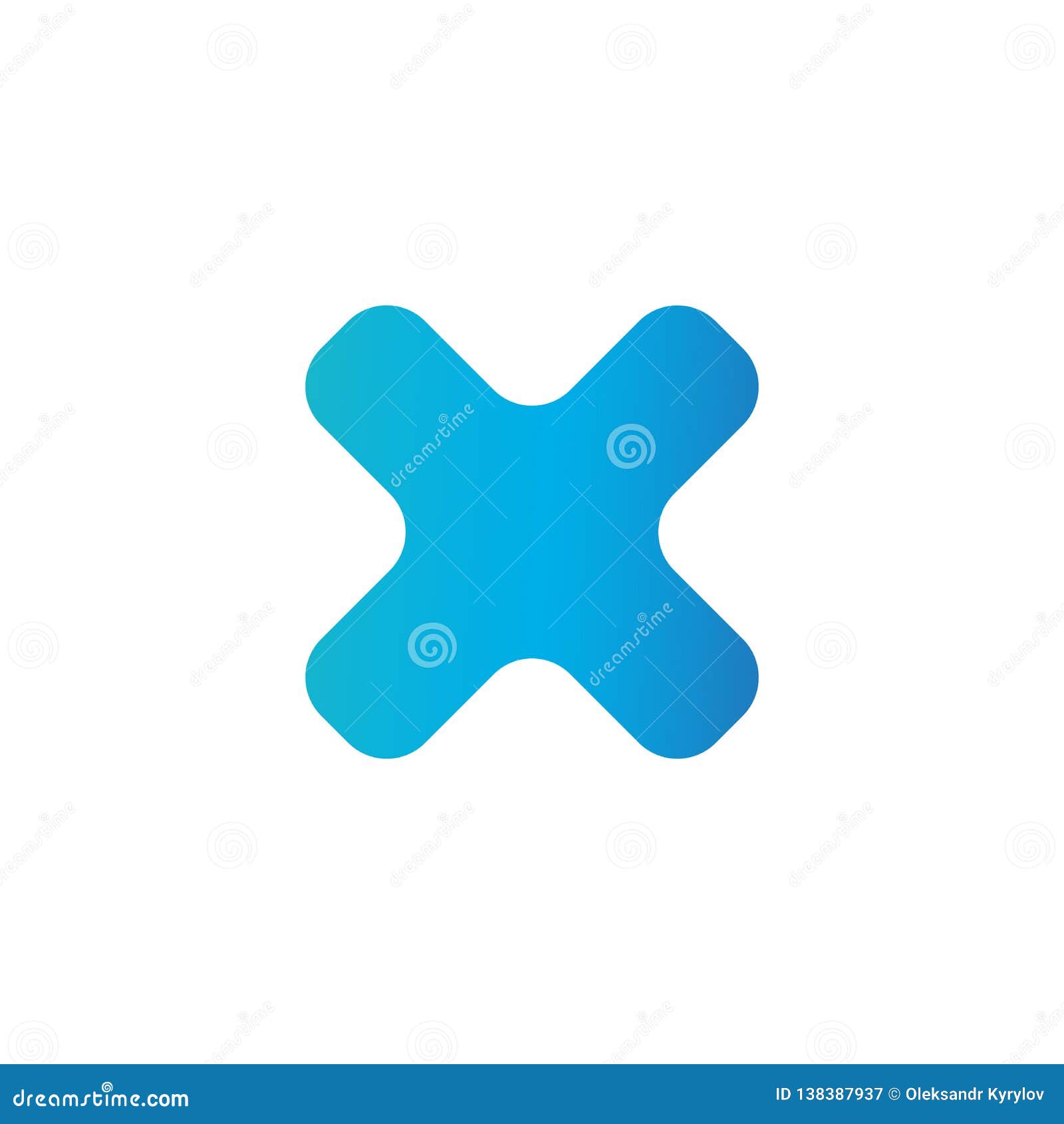 Cross Blue Icon Isolated on White Background. Symbol No or X Button for ...