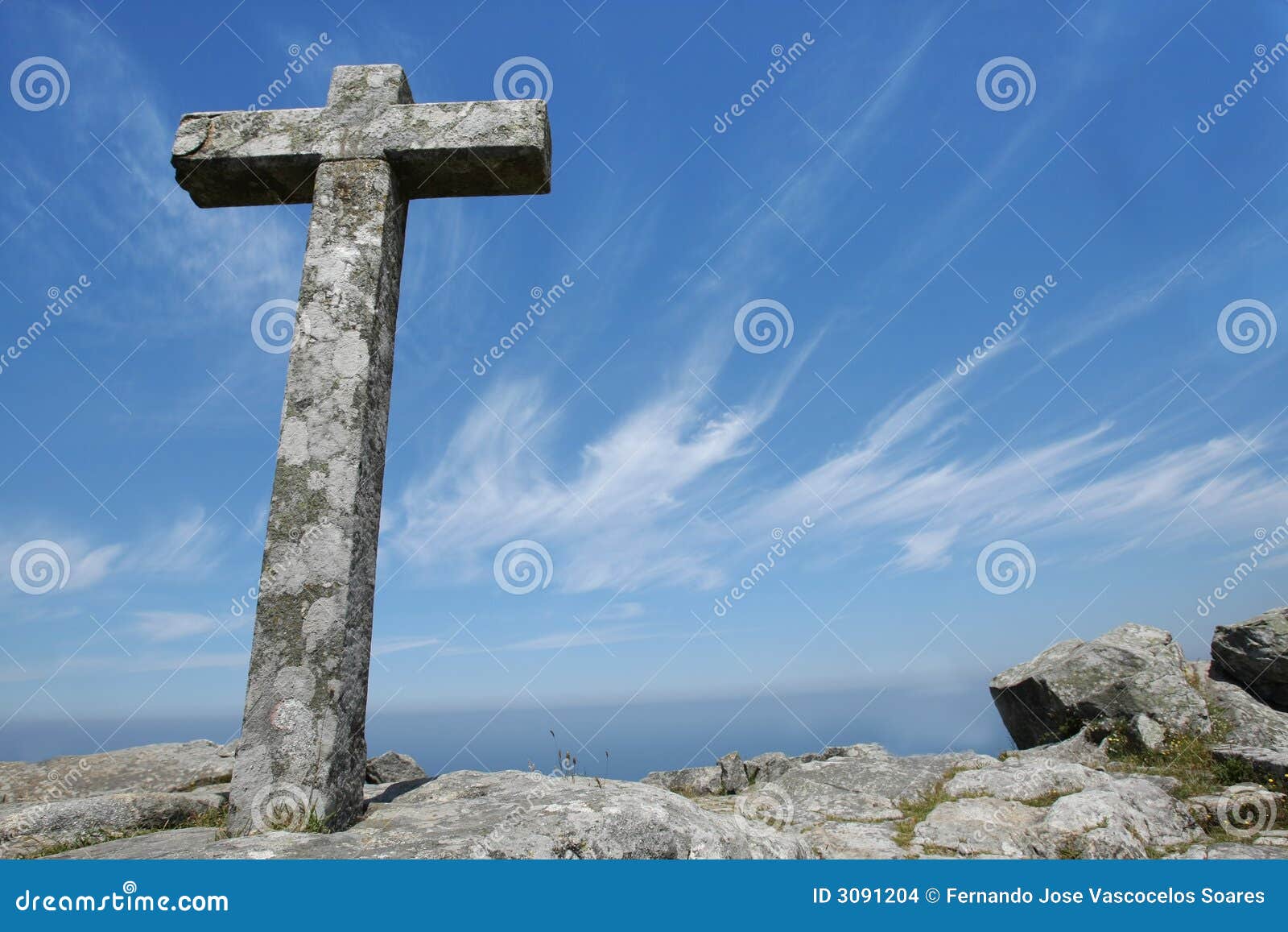 Cross in a blue sky stock photo. Image of horizon, faith - 3091204