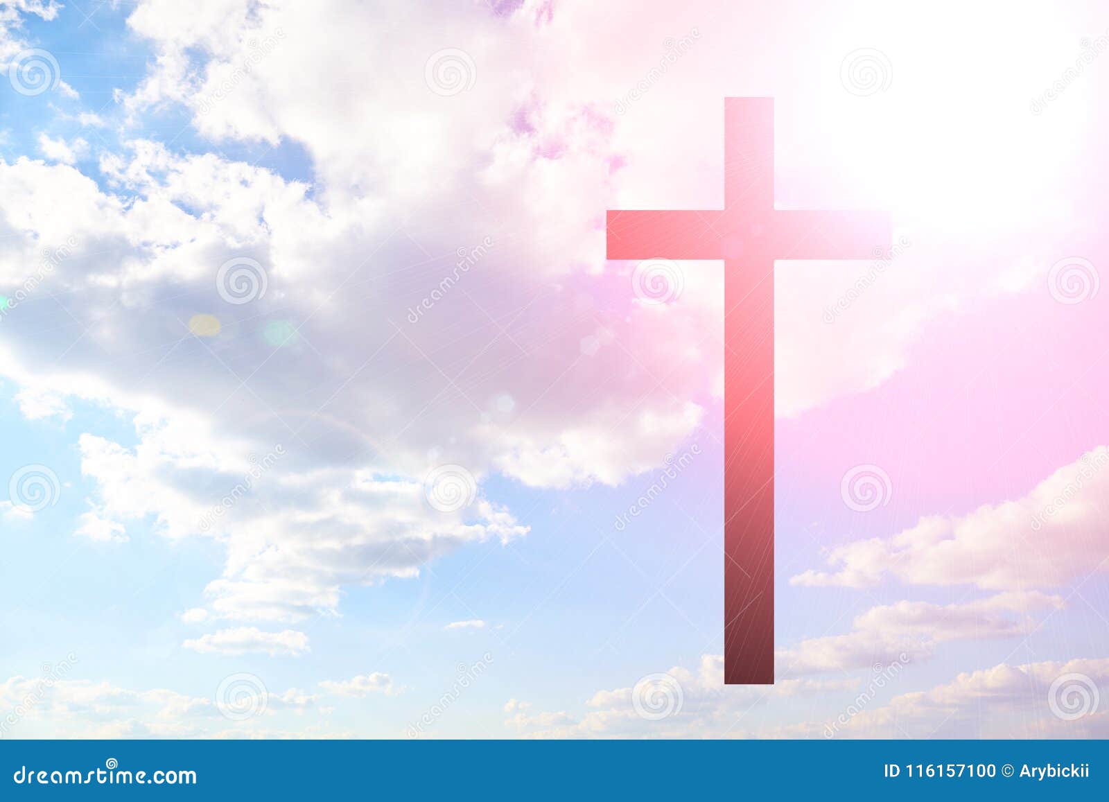 Cross on blue sky stock photo. Image of life, christian - 116157100