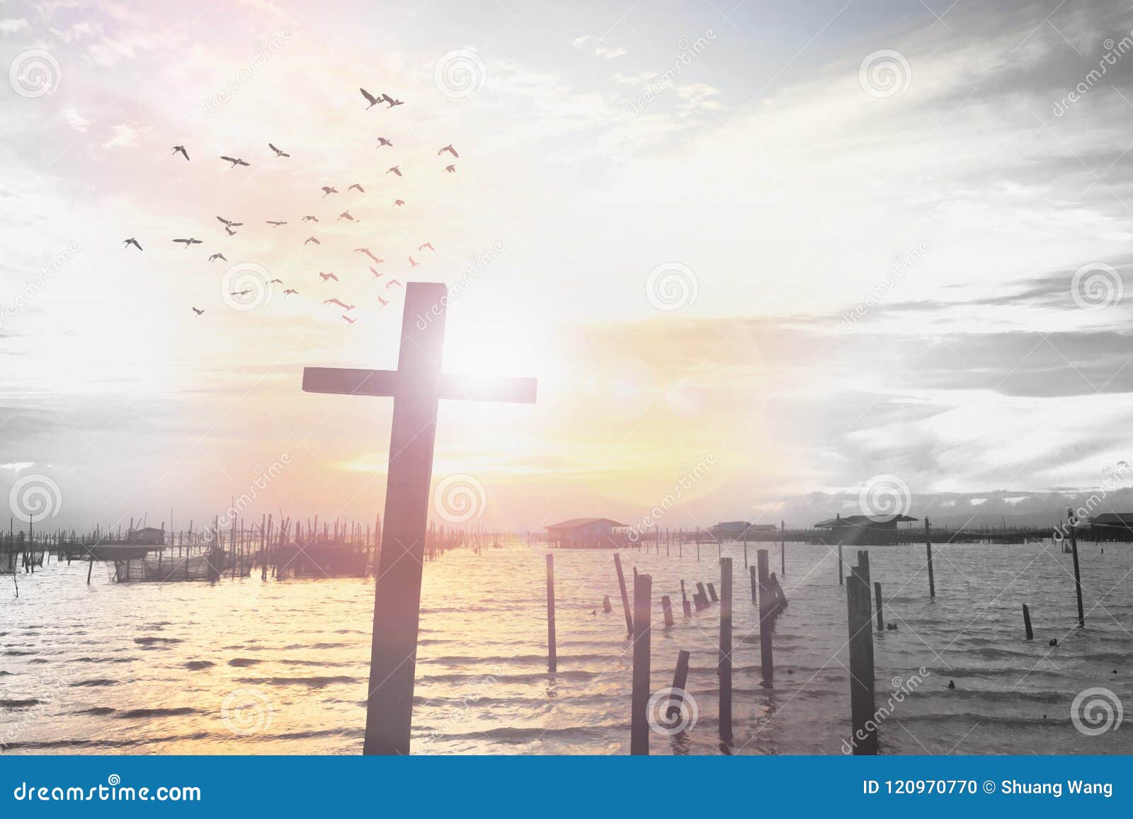 Cross on Blurry Sunset Background Stock Photo - Image of abstract ...