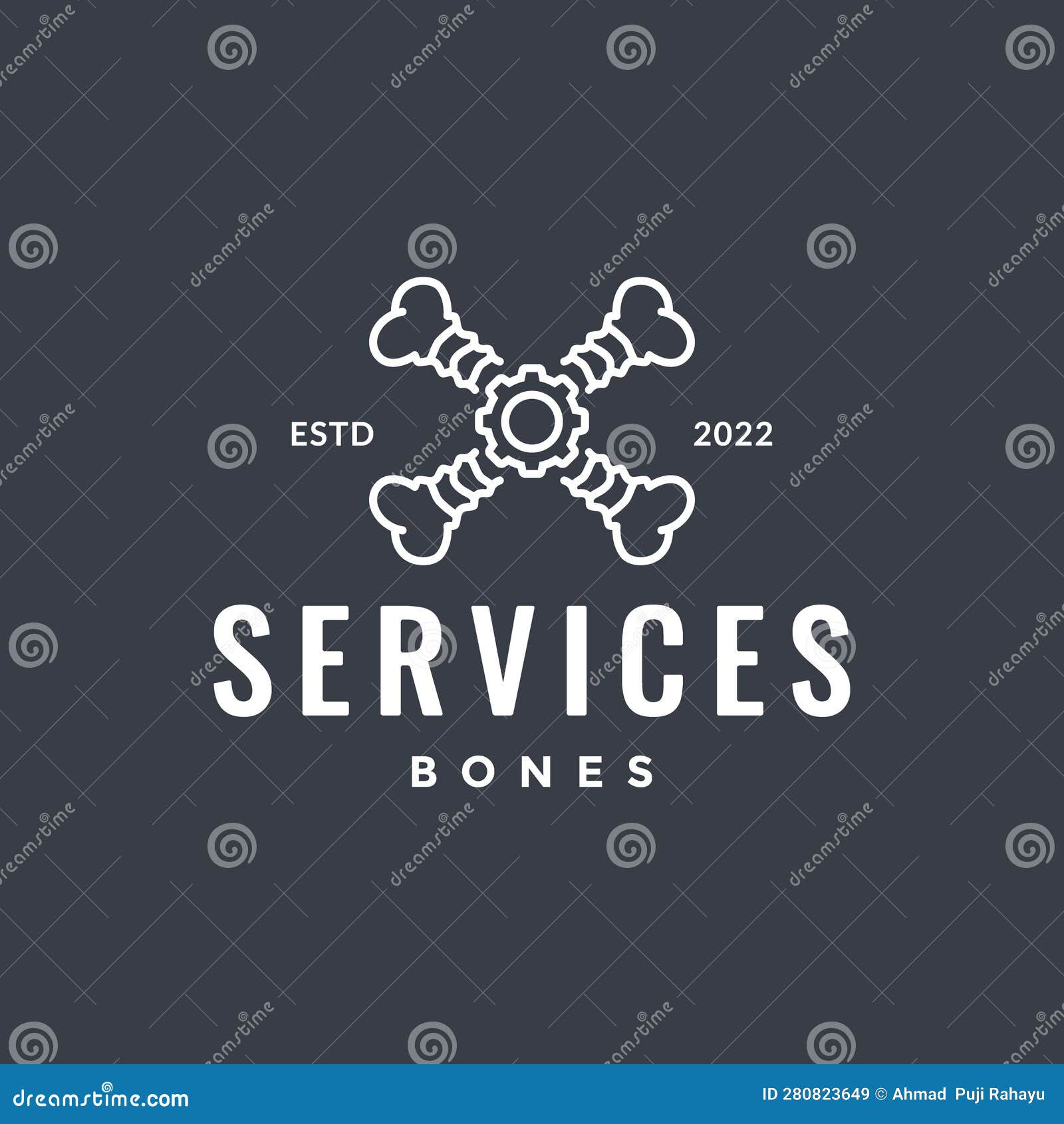 Cross Bones Gear Services Line Minimal Logo Design Vector Stock Vector ...