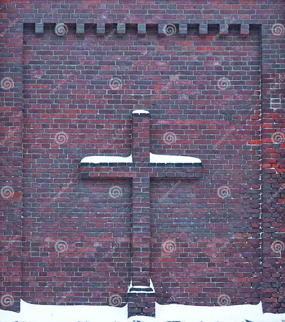 Cross in brick wall stock photo. Image of urban, catholic - 18483970