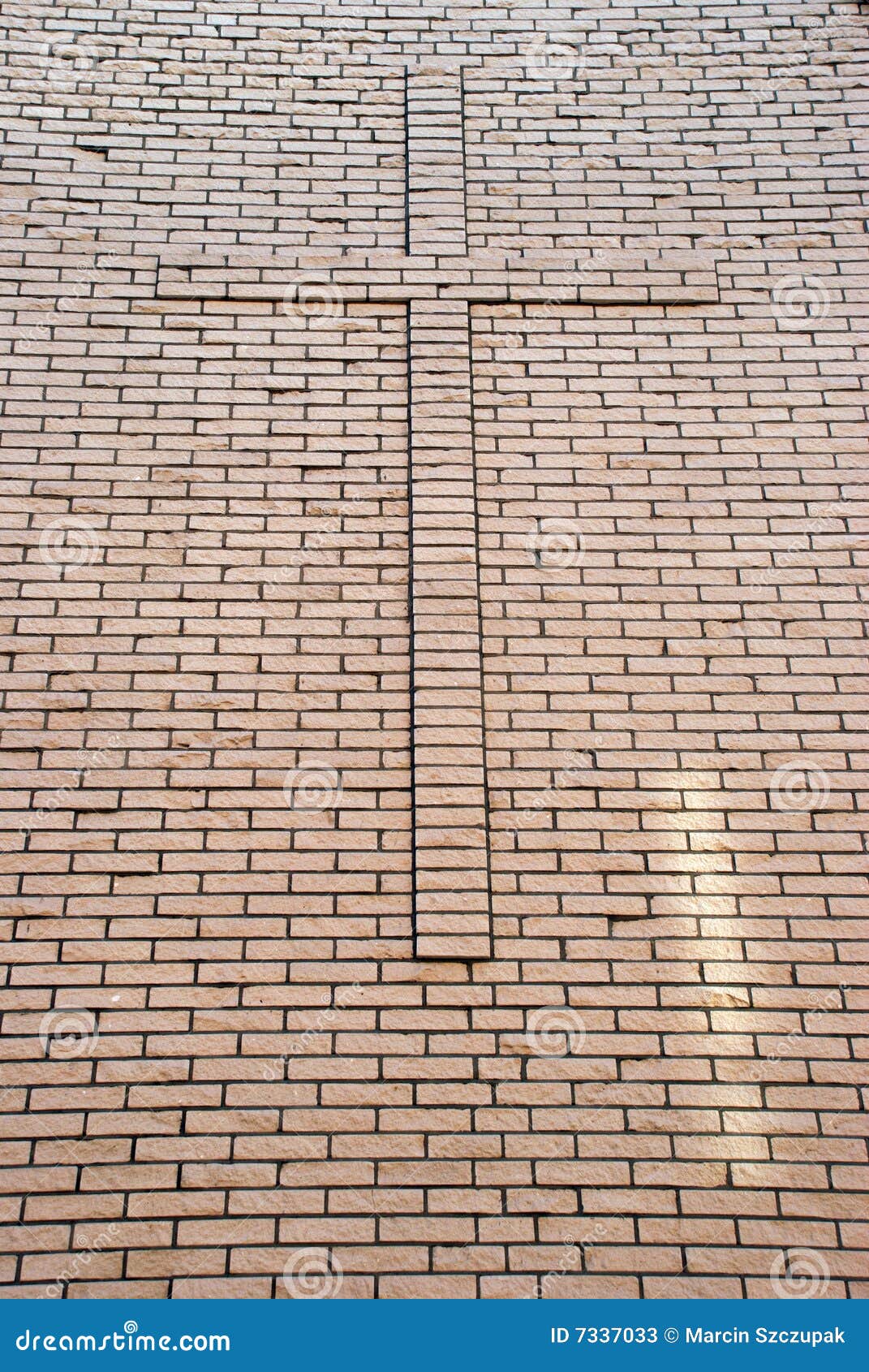 Cross on brick wall stock image. Image of city, material - 7337033