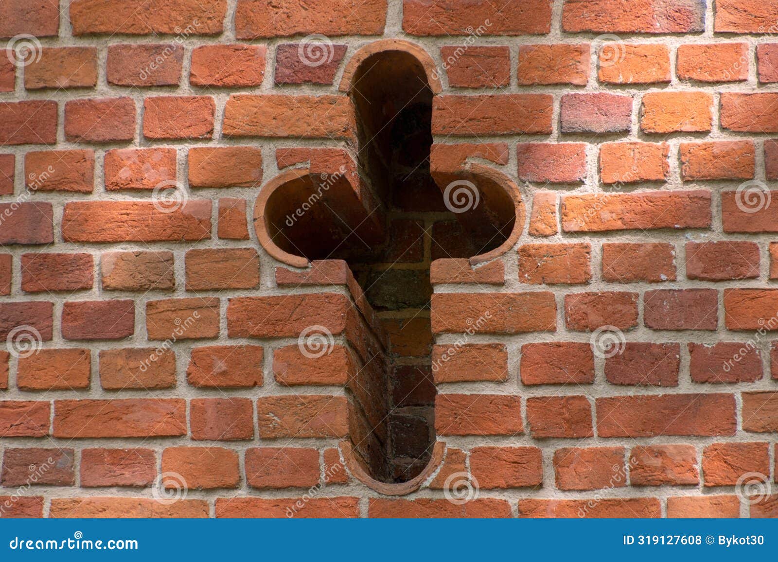 Cross on a brick wall stock photo. Image of faith, brick - 319127608