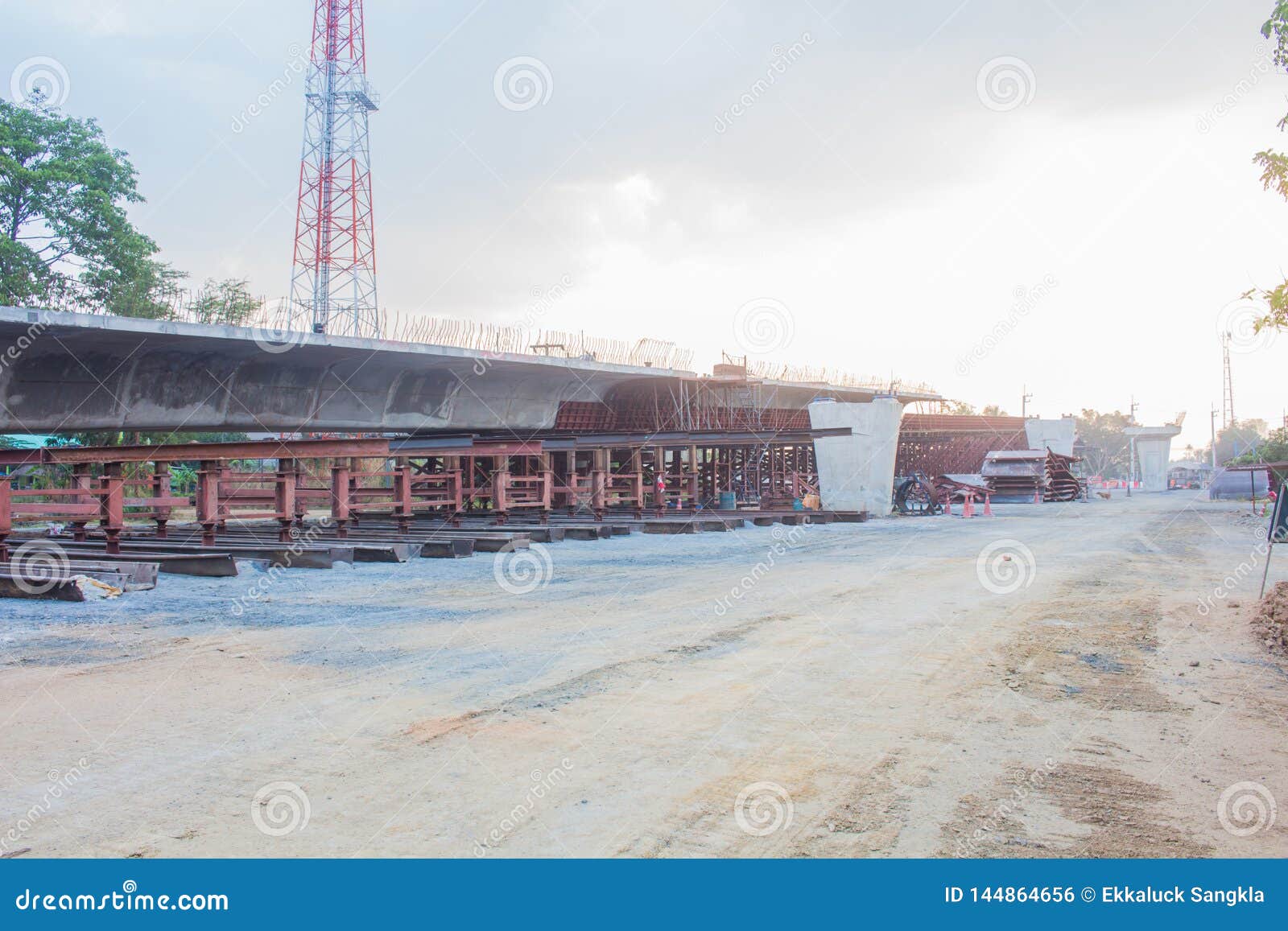 The Cross Bridge Construction for Transportation Support Stock Photo ...