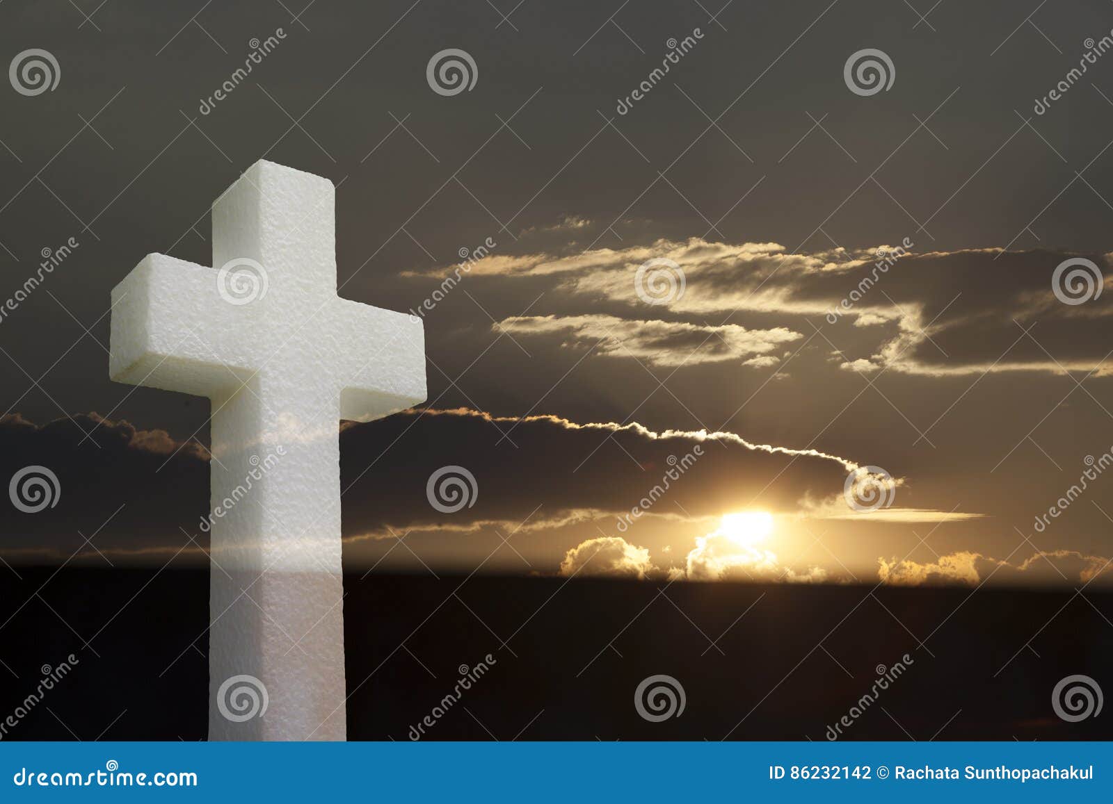 Cross into Bright Sunlight Shining through Clouds Stock Photo - Image ...