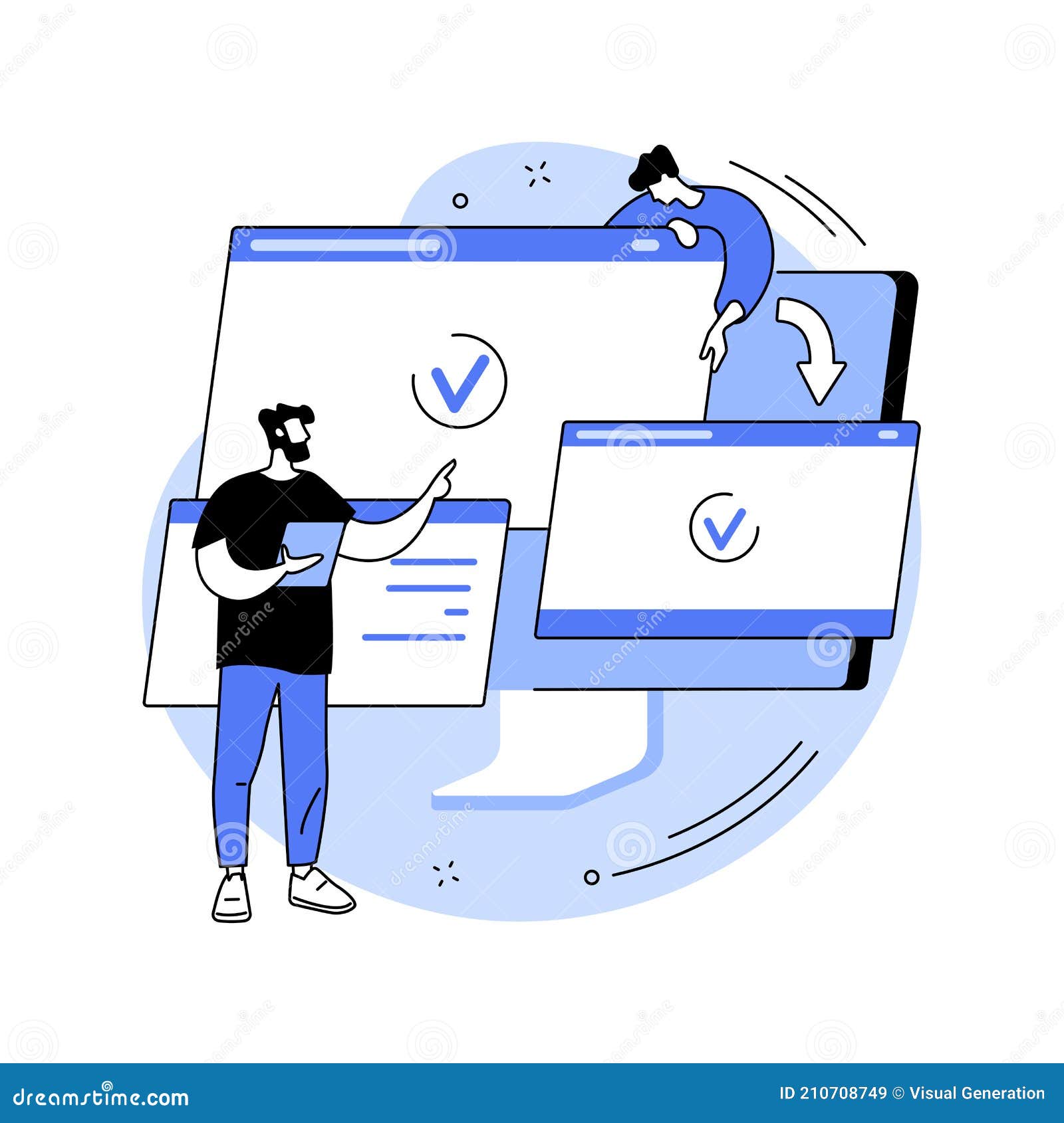Cross-browser Compatibility Concept Landing Page. Cartoon Vector ...