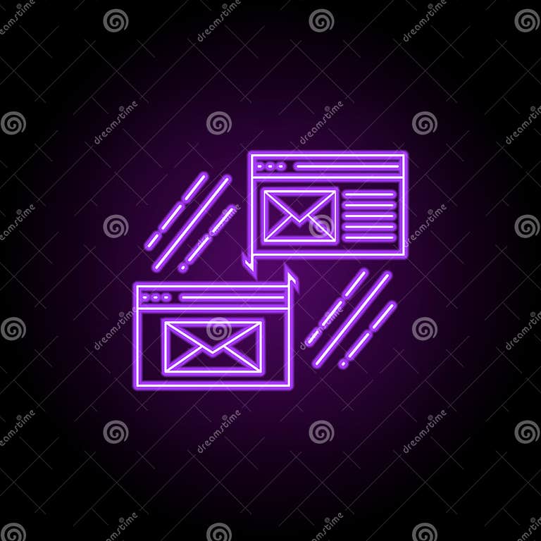 Cross Browser Icon. Elements of Web Development in Neon Style Icons ...