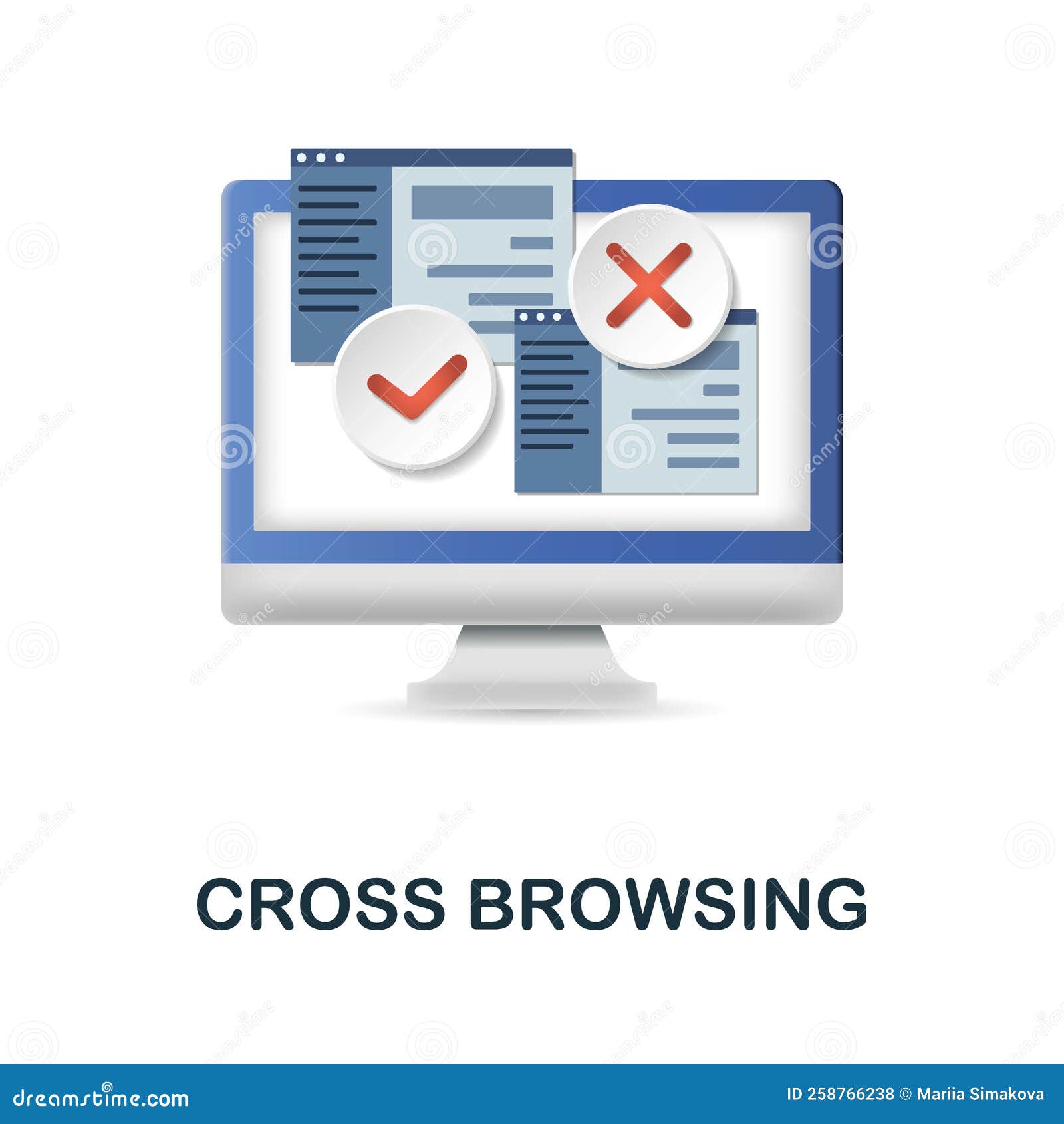 Cross Browsing Icon. 3d Illustration from Web Development Collection ...