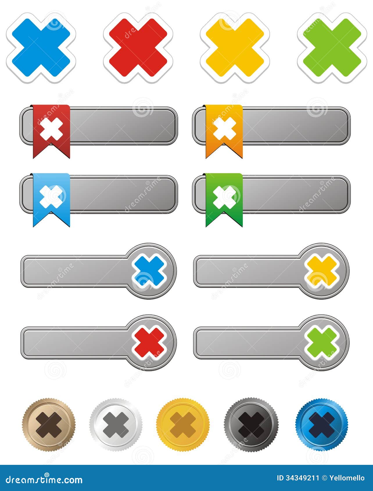 Cross button kit stock illustration. Illustration of choice - 34349211