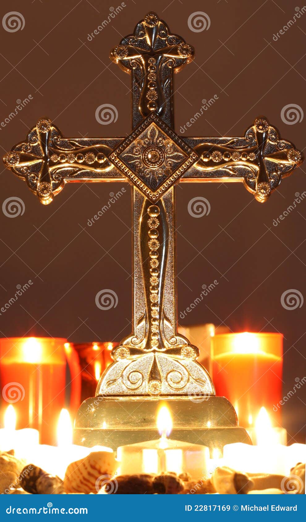 Cross with Candles stock image. Image of candle, closed - 22817169