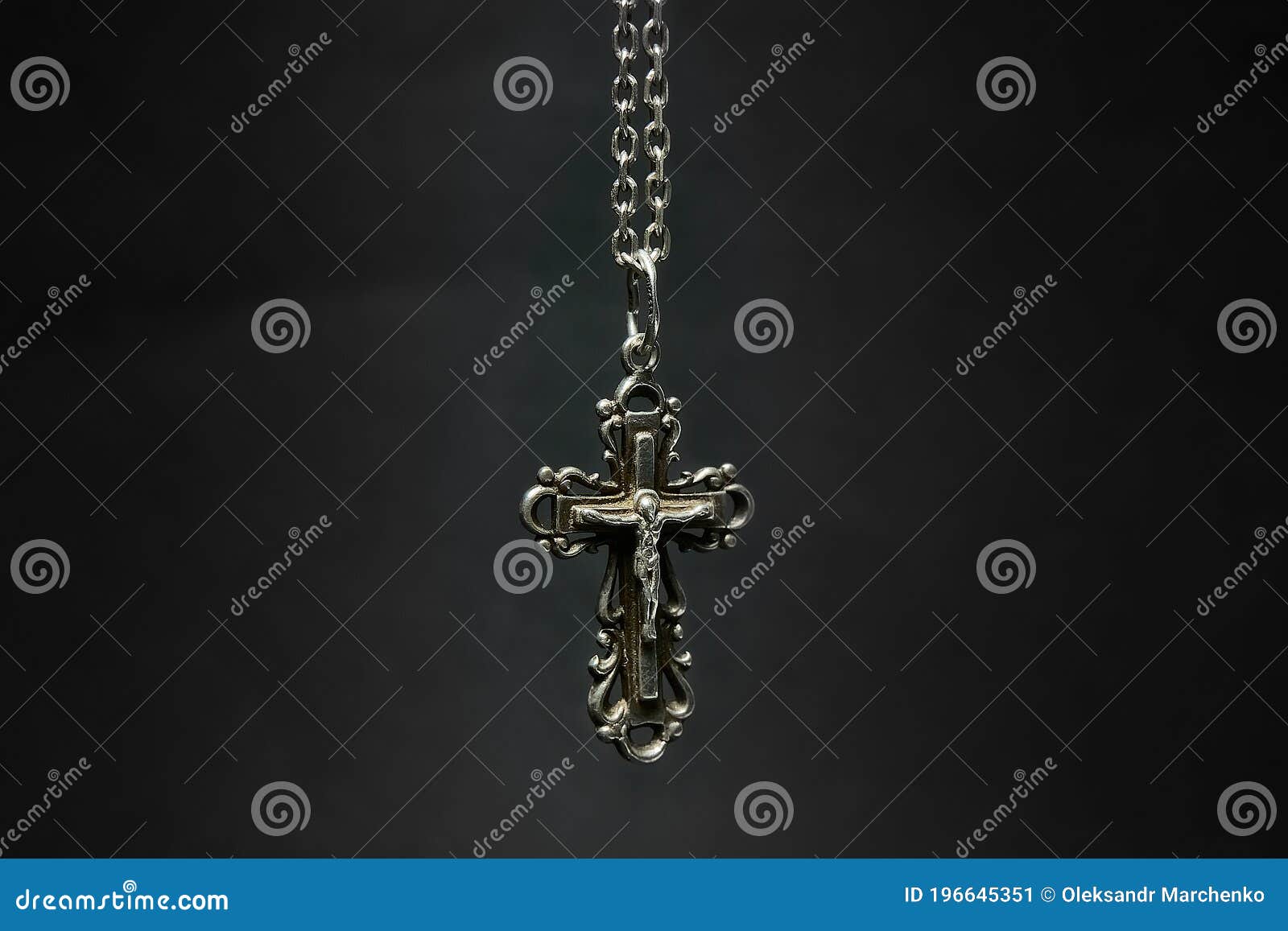 Cross with Chain on a Dark Background. Stock Image - Image of belief ...