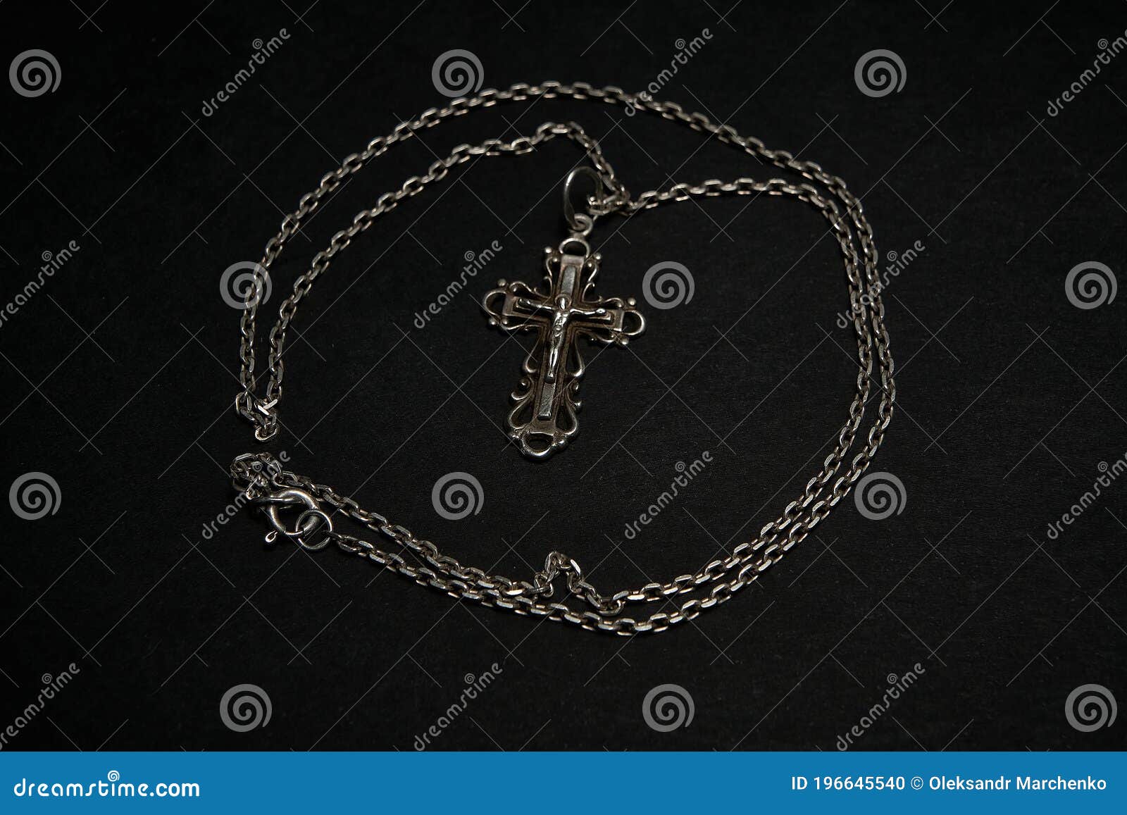 Cross with Chain on a Dark Background. Stock Photo - Image of heaven ...
