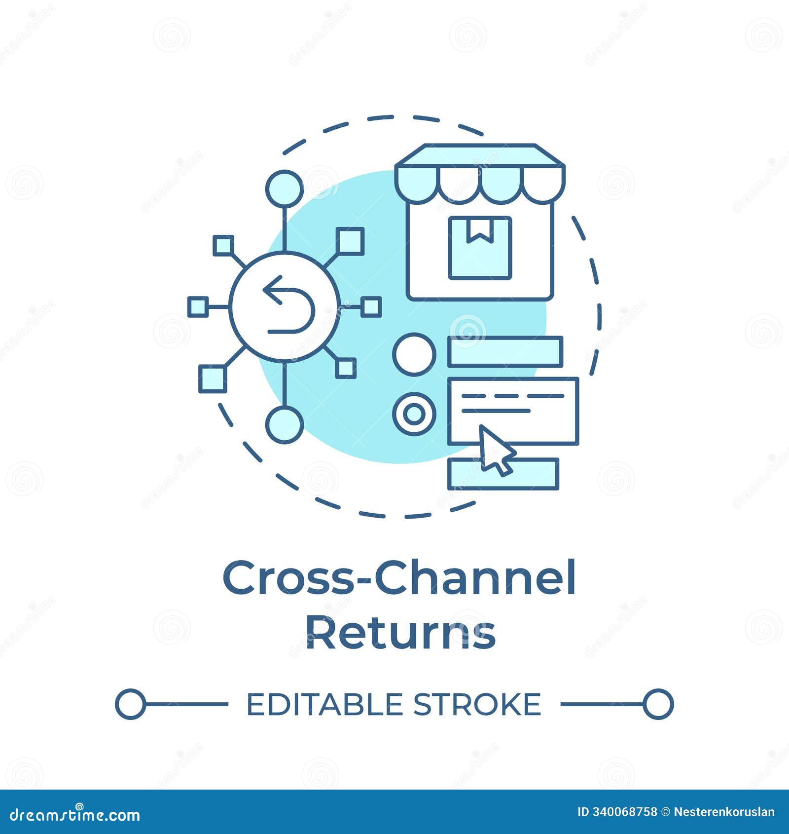 Cross-channel Returns Soft Blue Concept Icon Stock Illustration ...