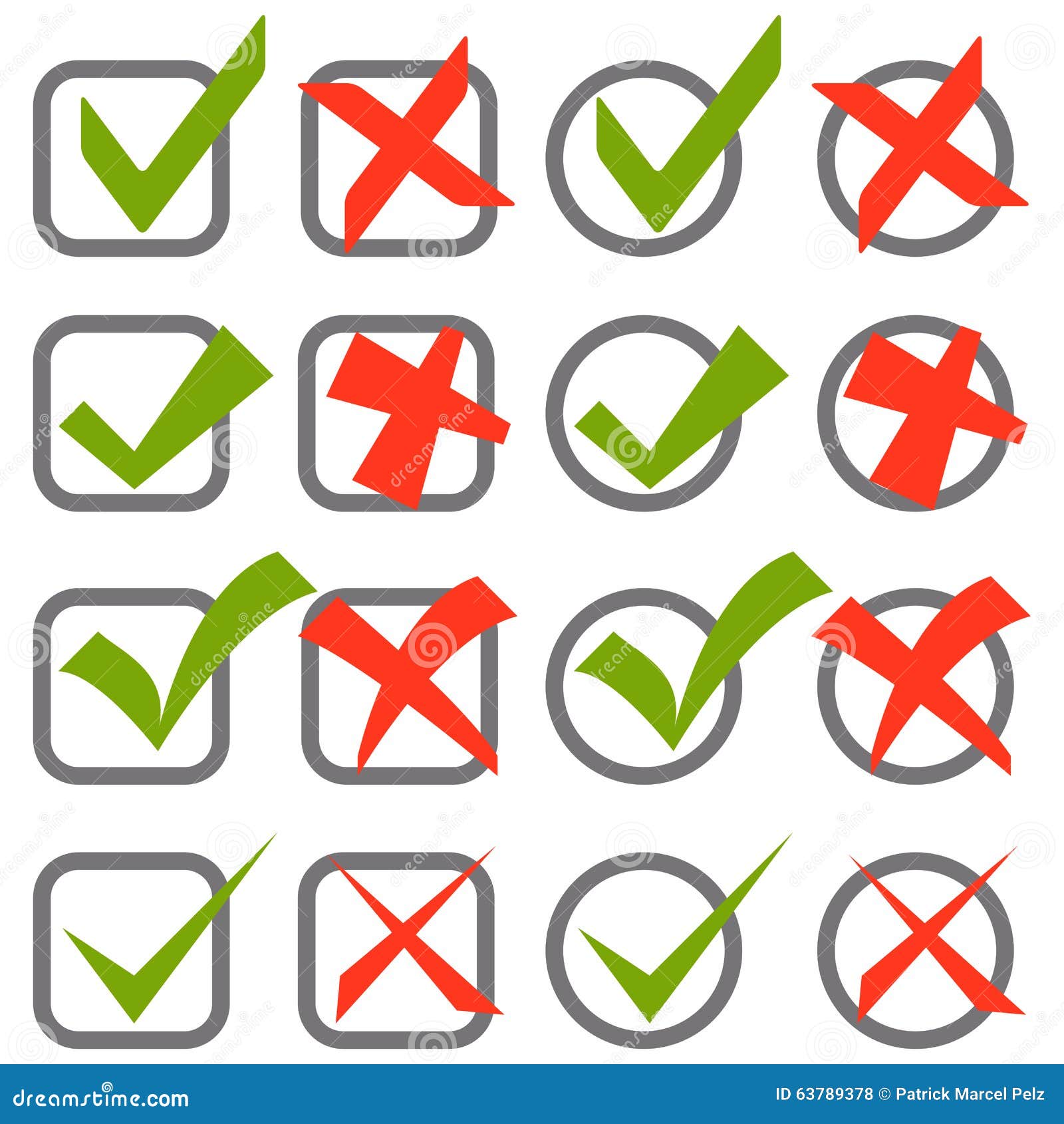 Cross and Check Mark Collection Stock Vector - Illustration of failed ...