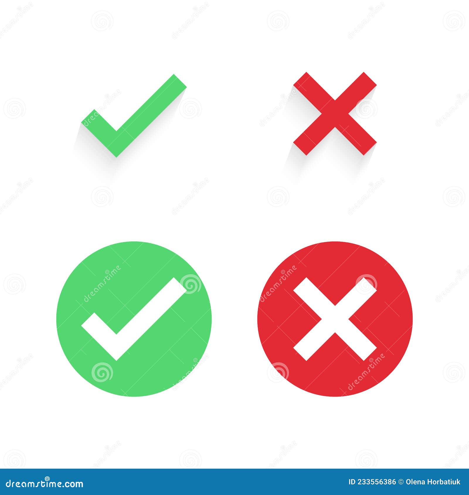 Cross Check Mark Icons, Flat Round Buttons Set. Vector EPS10 Stock ...
