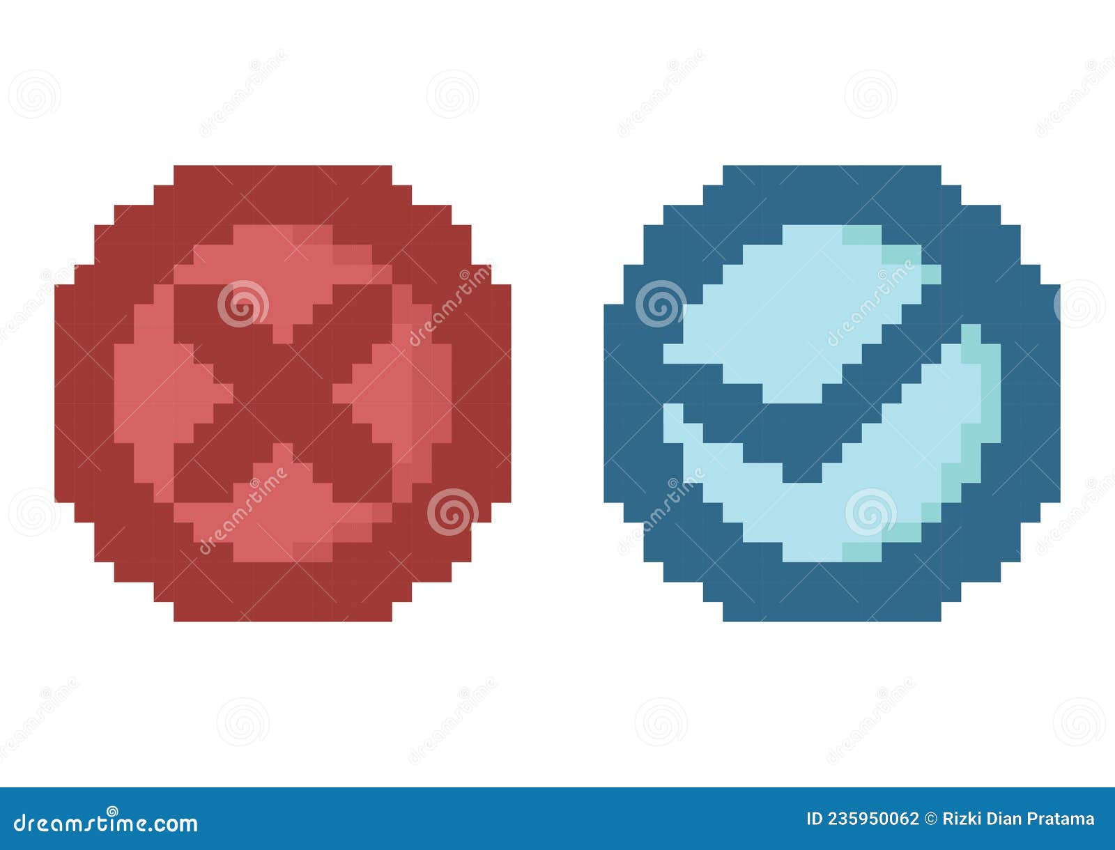 Cross And Check Mark Symbol With Pixel Theme Vector Illustration ...