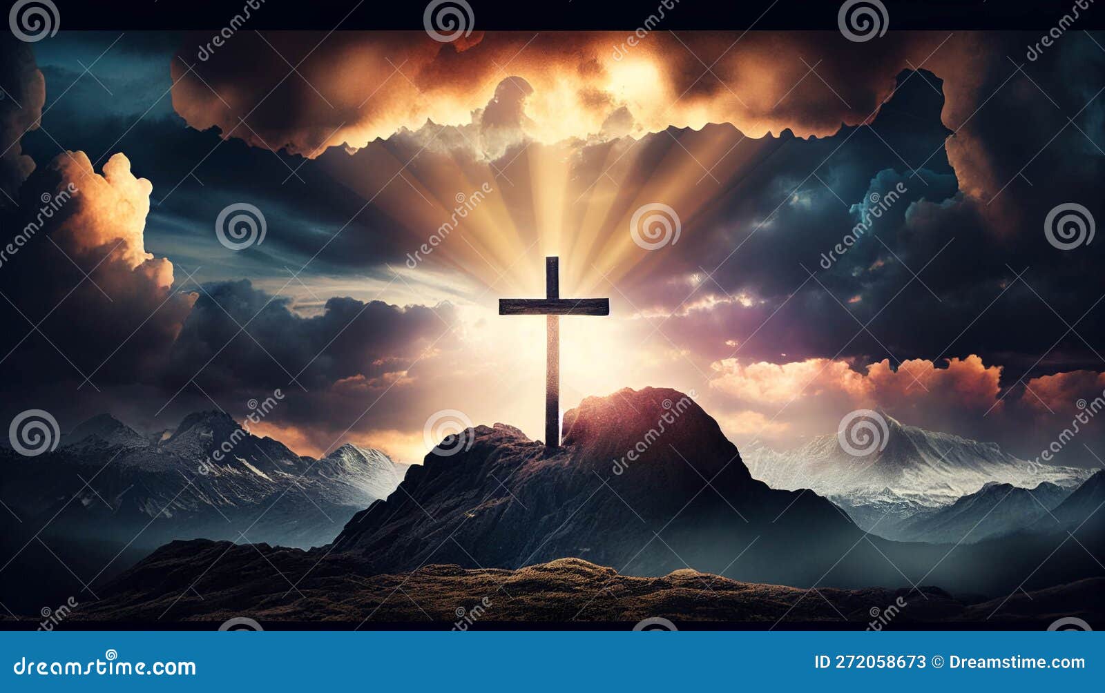 The Cross of Christ on Bright Easter Morning Symbolizing a New Begining ...