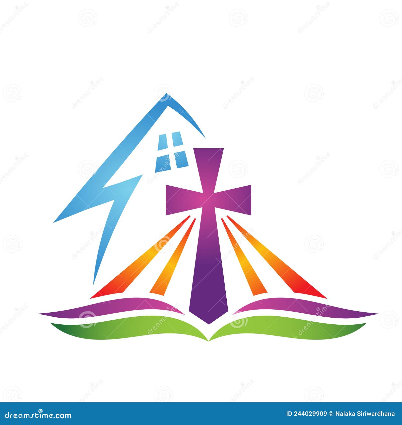 Cross with Church and Bible Logo Icon. Stock Vector - Illustration of ...