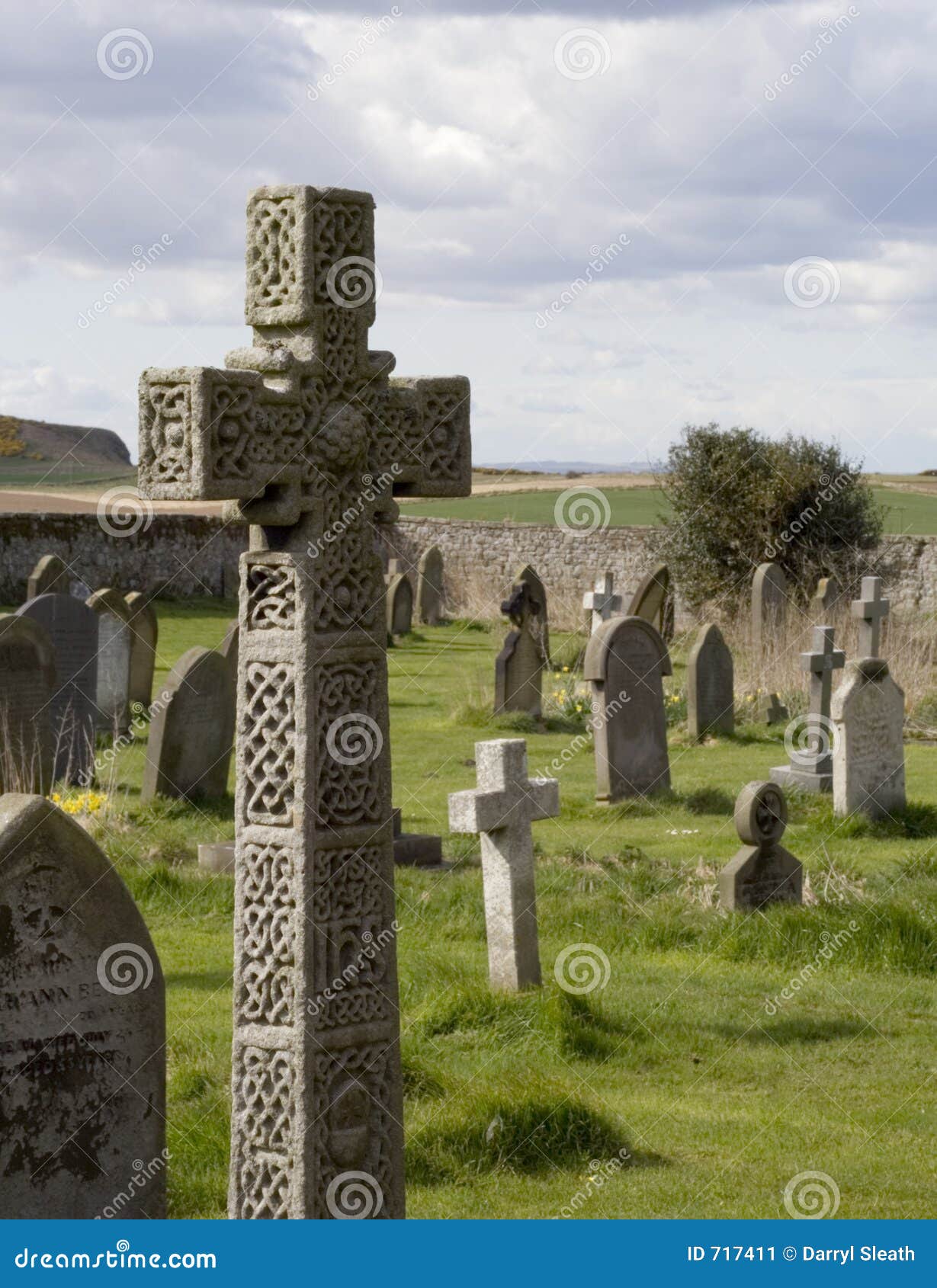 Cross in church graveyard. stock image. Image of monument - 717411