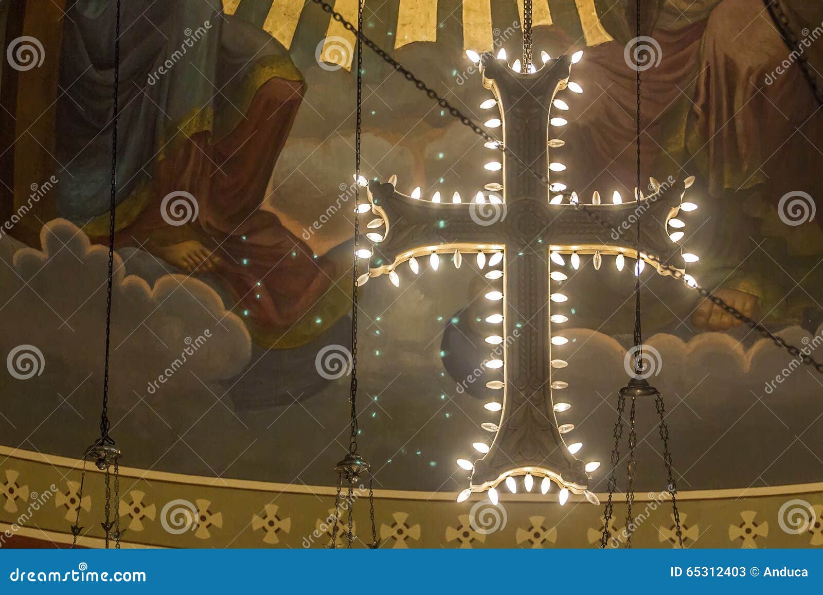 Lighted Cross On Starry Night Sky With Milky Way I Royalty-Free Stock ...