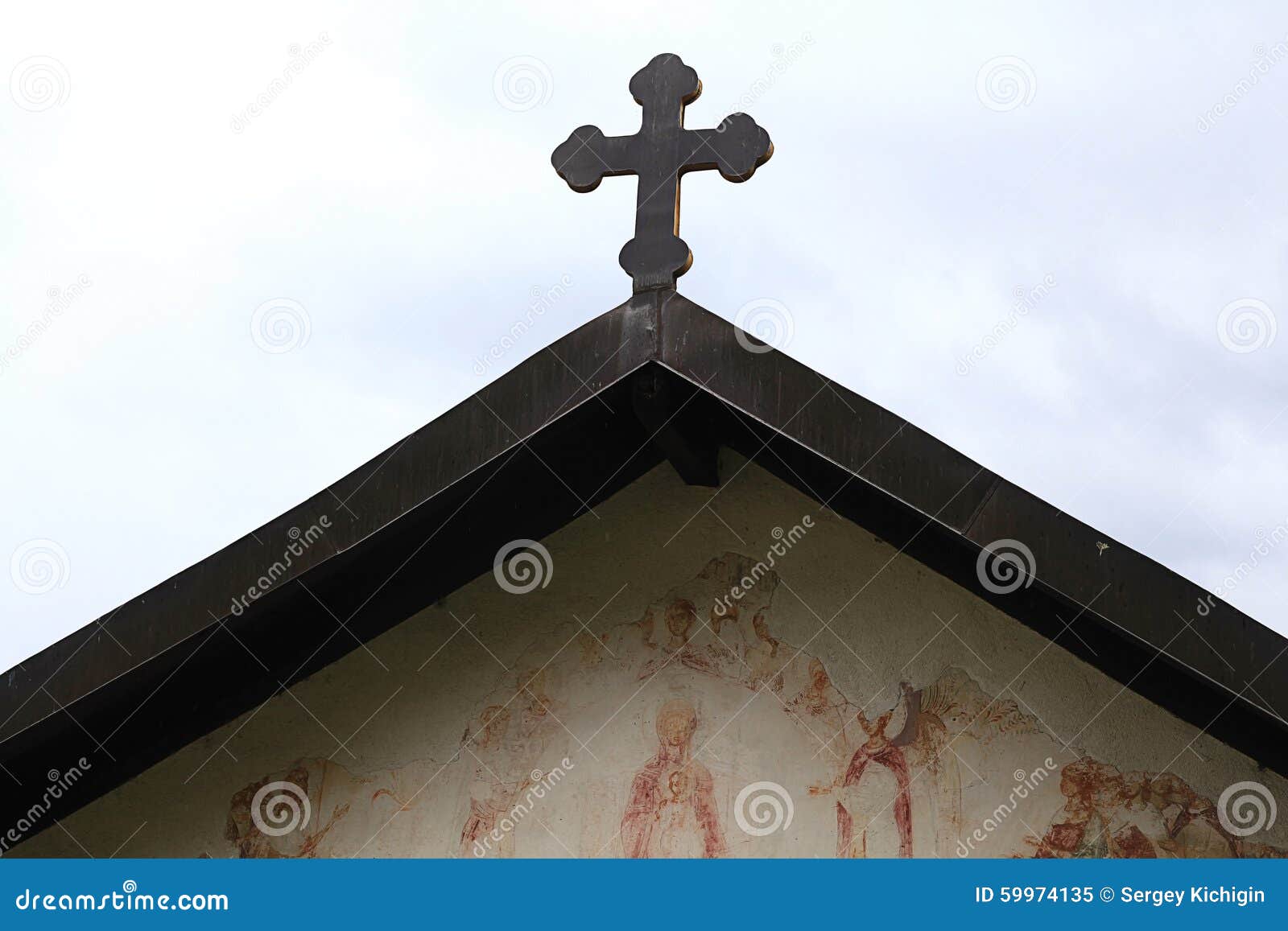 Cross on the Church roof stock image. Image of contemplation - 59974135