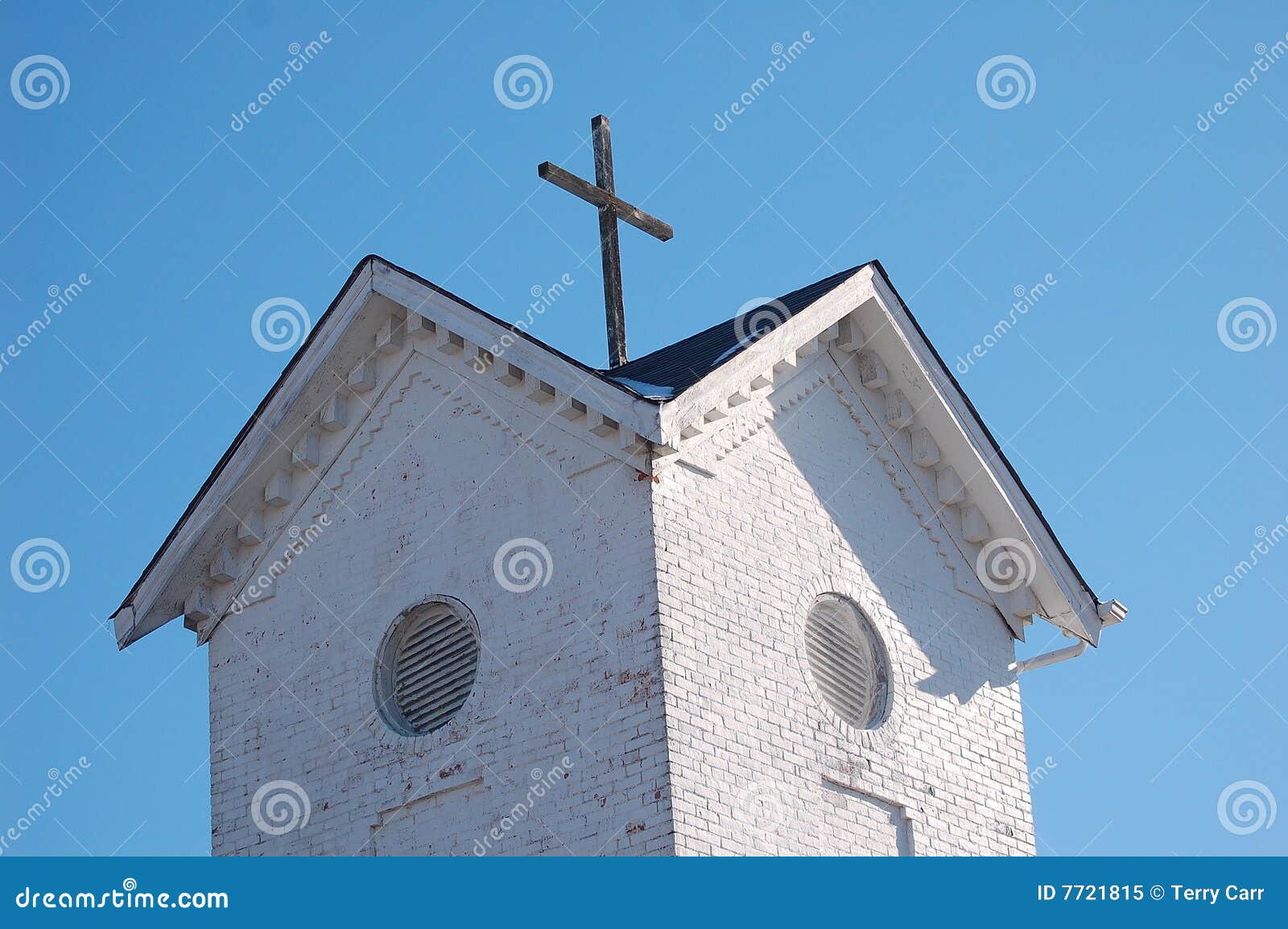 Cross on church tower stock image. Image of white, religious - 7721815