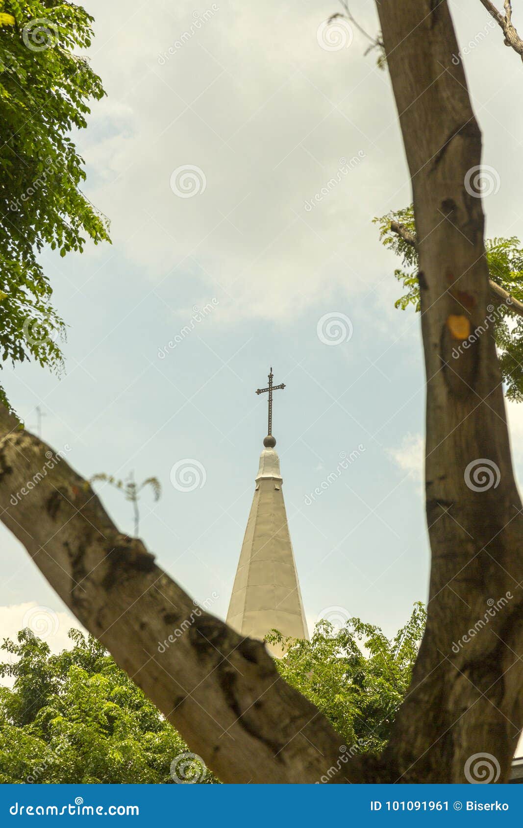 Cross on the church tower stock image. Image of detail - 101091961