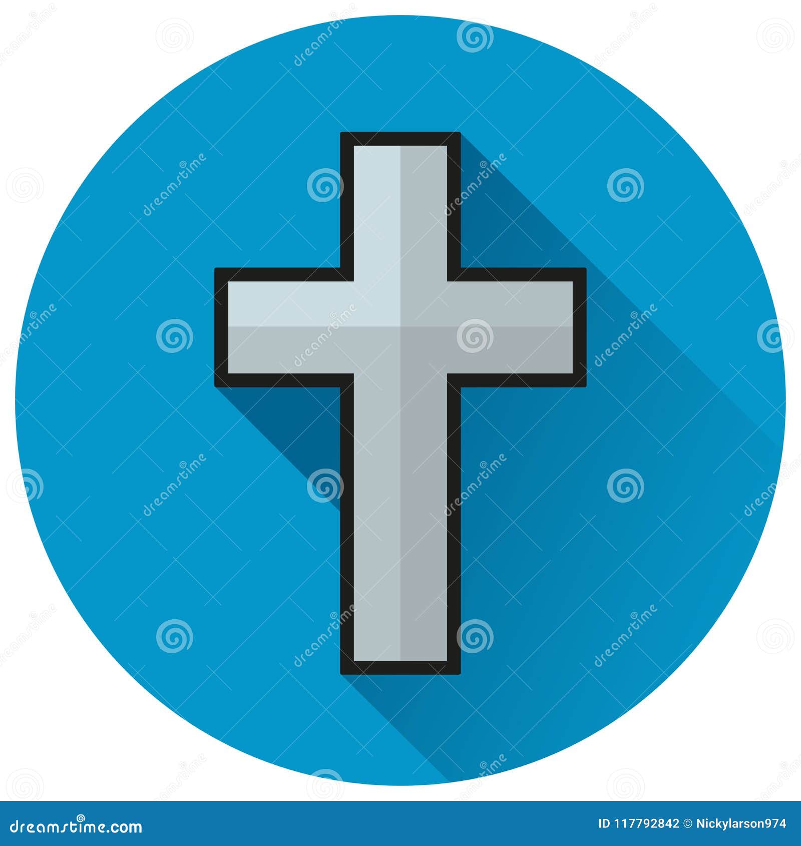 Cross Circle Blue Flat Icon Stock Vector - Illustration of belief ...