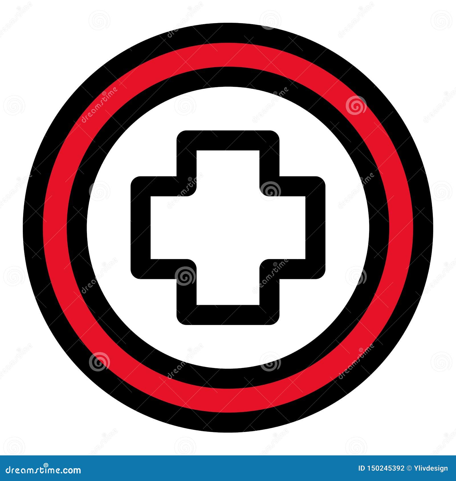 Cross in Circle Icon, Outline Style Stock Vector - Illustration of ...