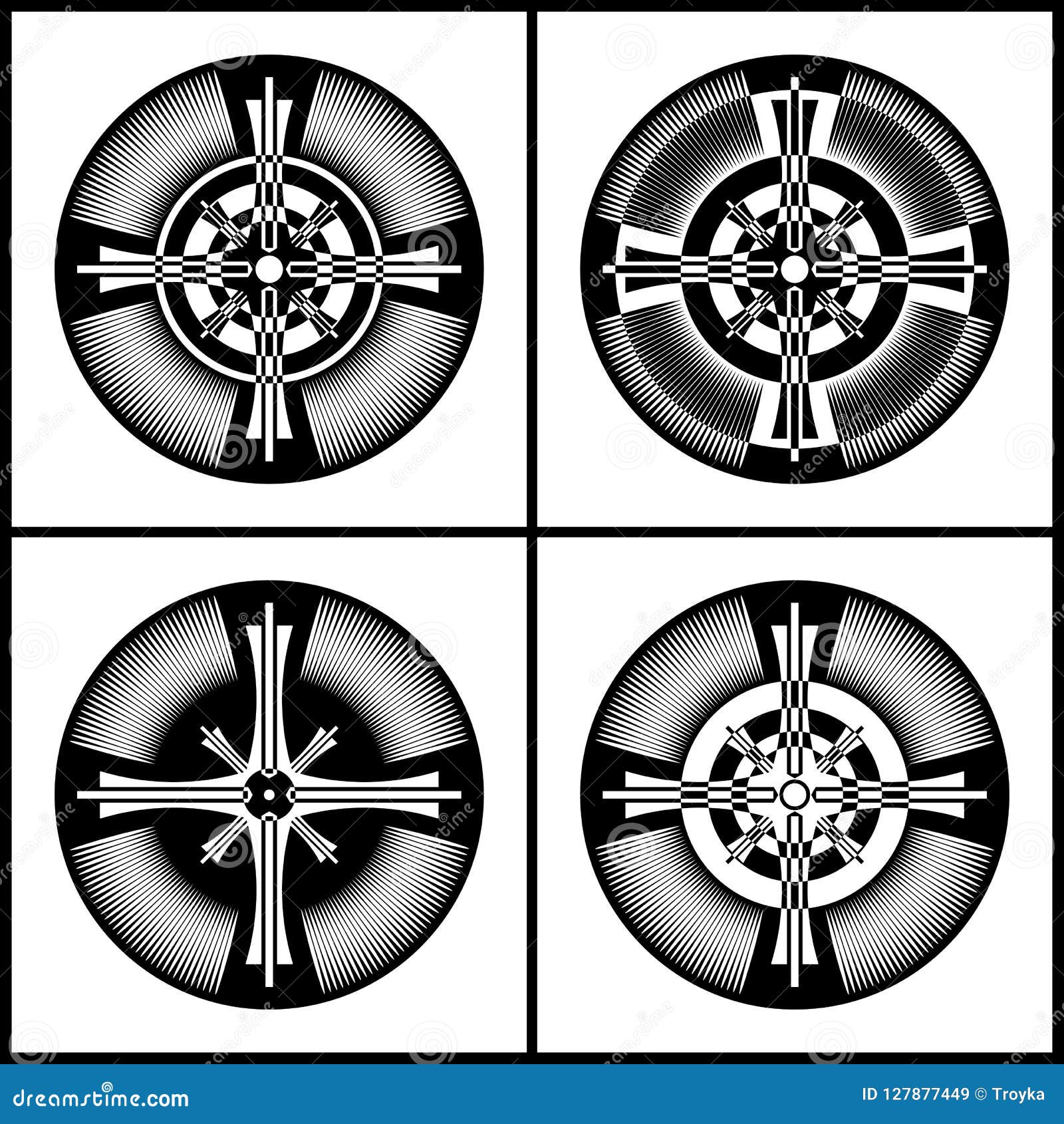 Cross in Circle Shape. Design Elements Set. Stock Vector - Illustration ...