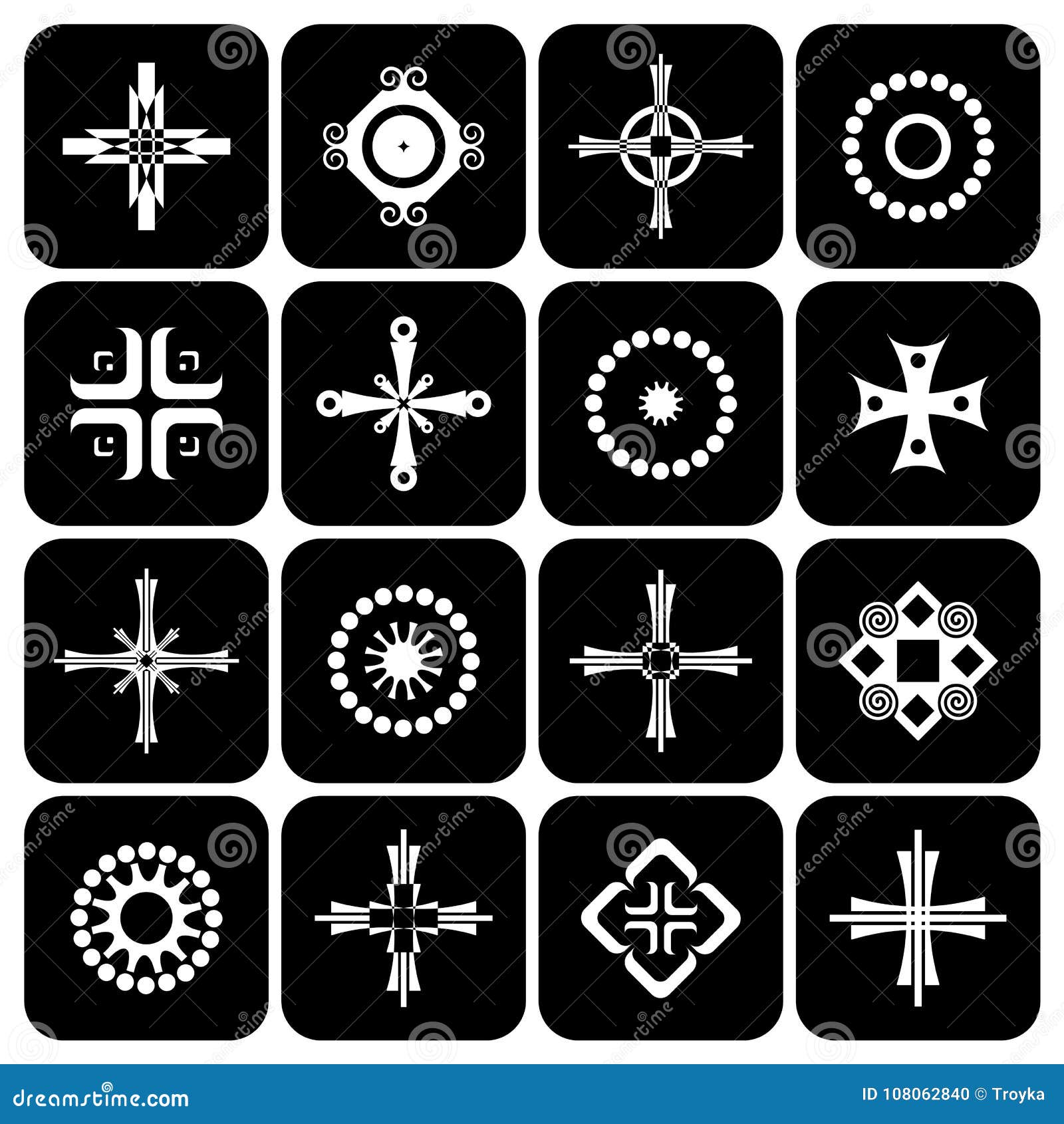 Cross, Circle and Square Design Elements. Stock Vector - Illustration ...