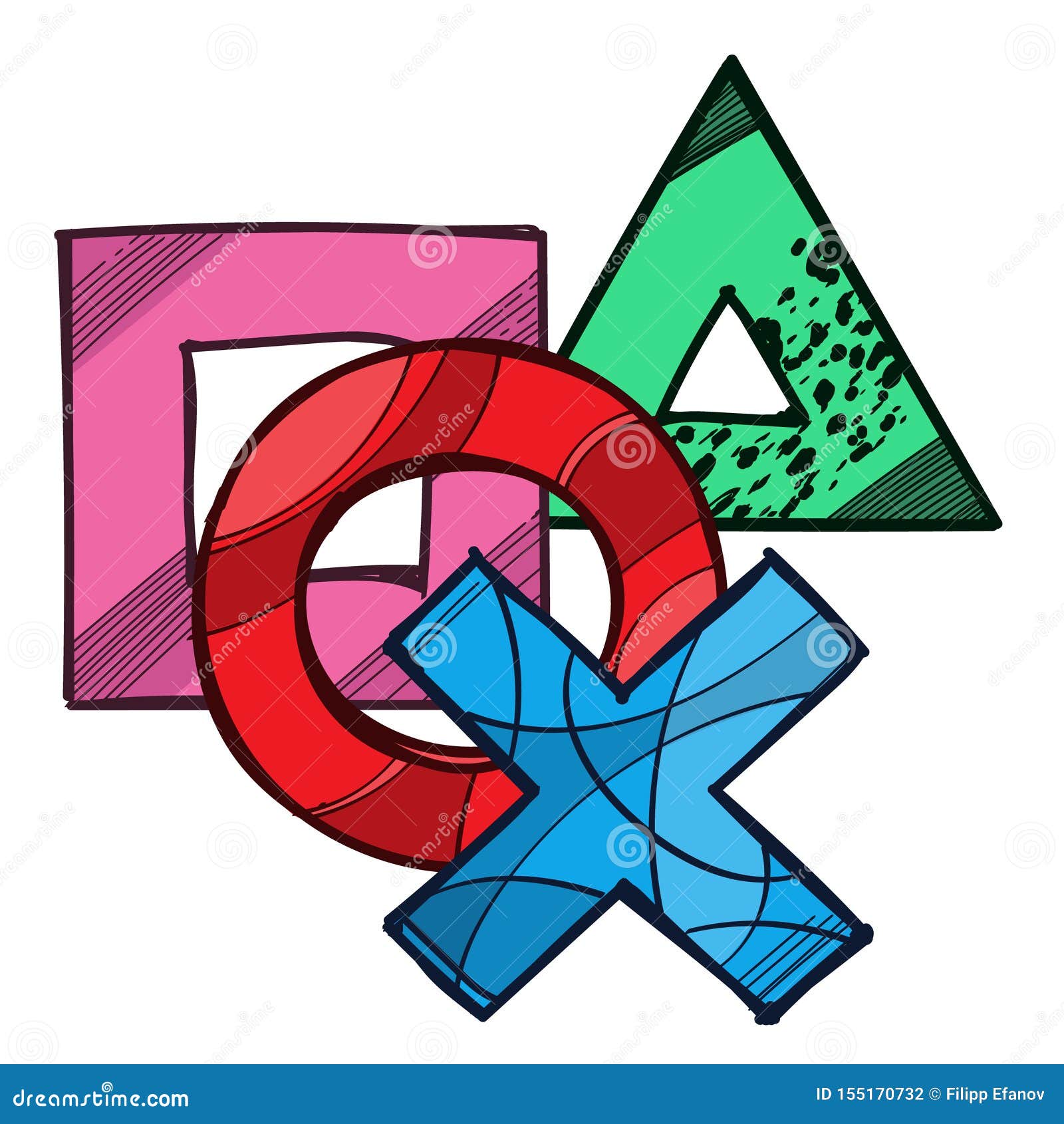 Cross, Circle, Square, Triangle. Game Pad Symbols Stock Illustration ...