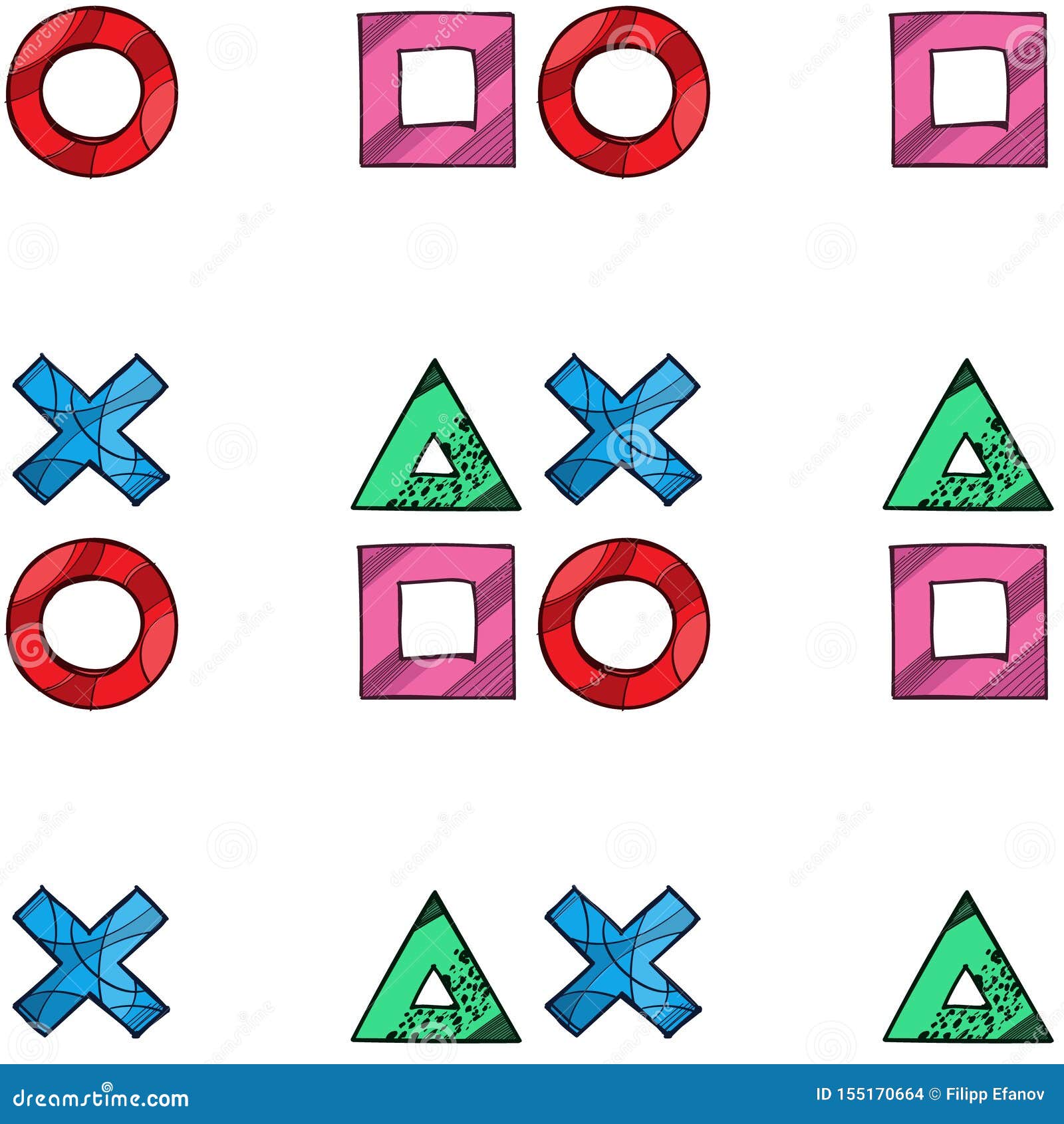 Cross, Circle, Square, Triangle. Game Pad Symbols. Seamless Pattern ...