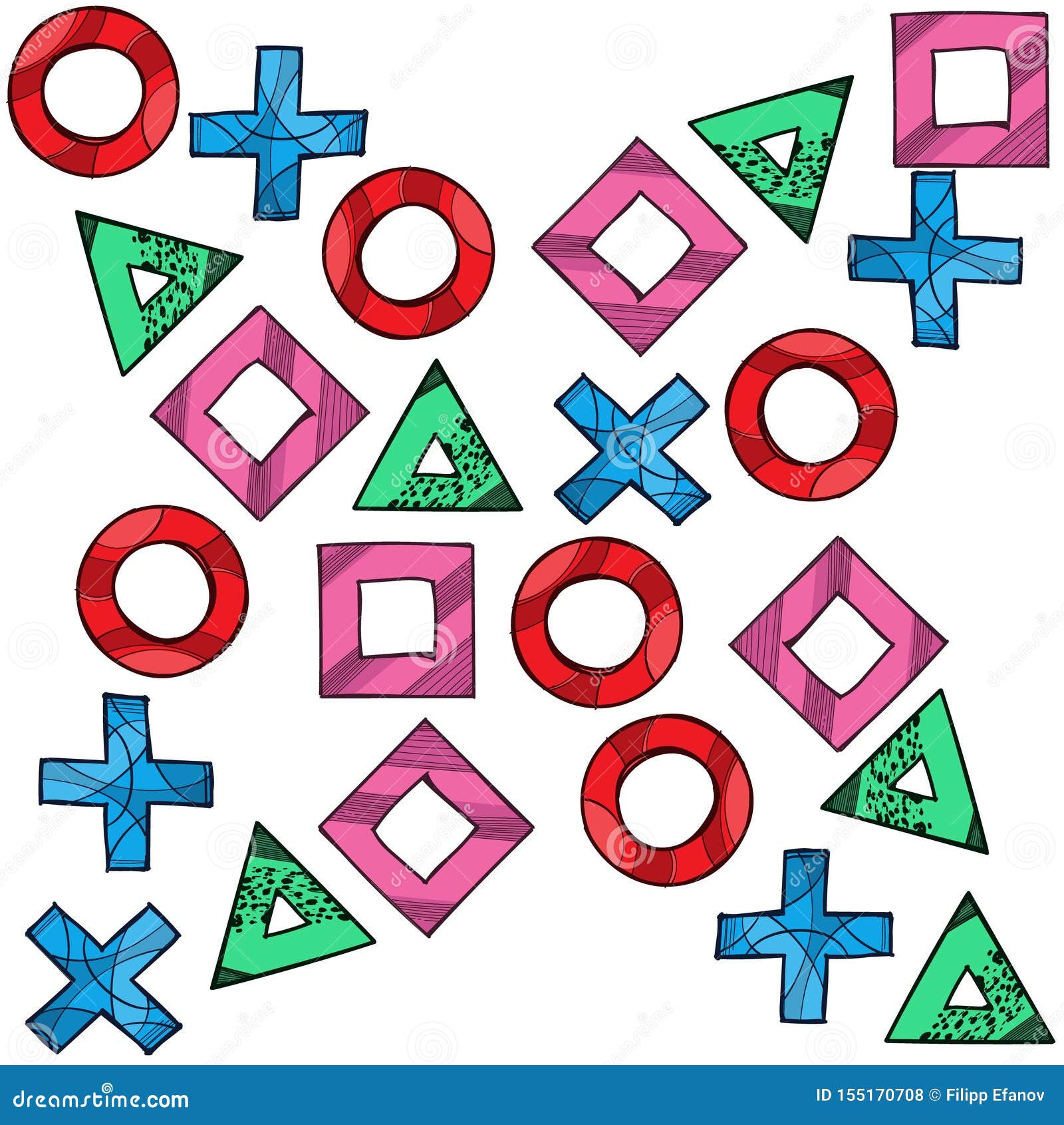 Cross, Circle, Square, Triangle. Game Pad Symbols. Seamless Pattern ...