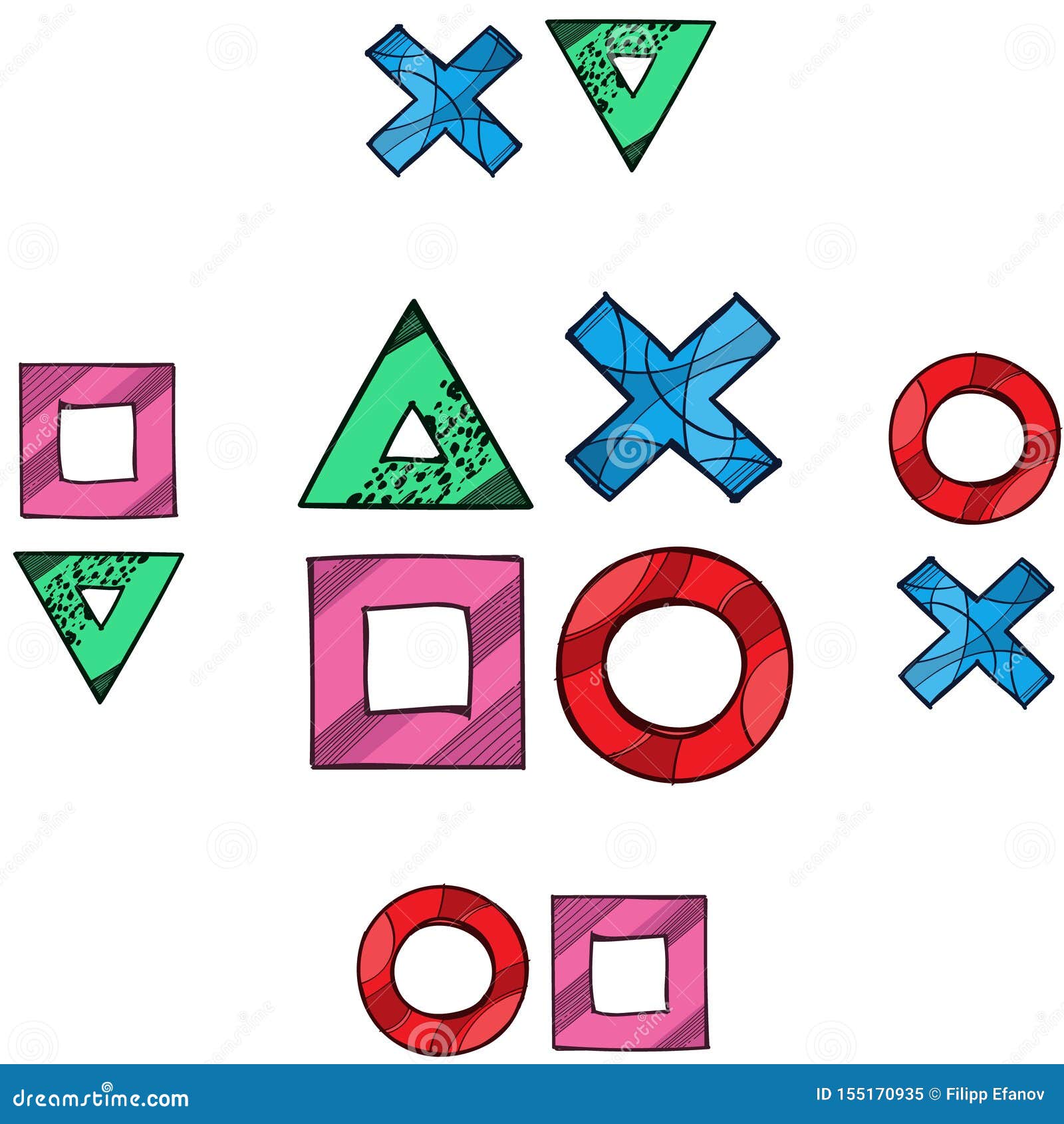 Cross, Circle, Square, Triangle. Game Pad Symbols. Seamless Pattern ...