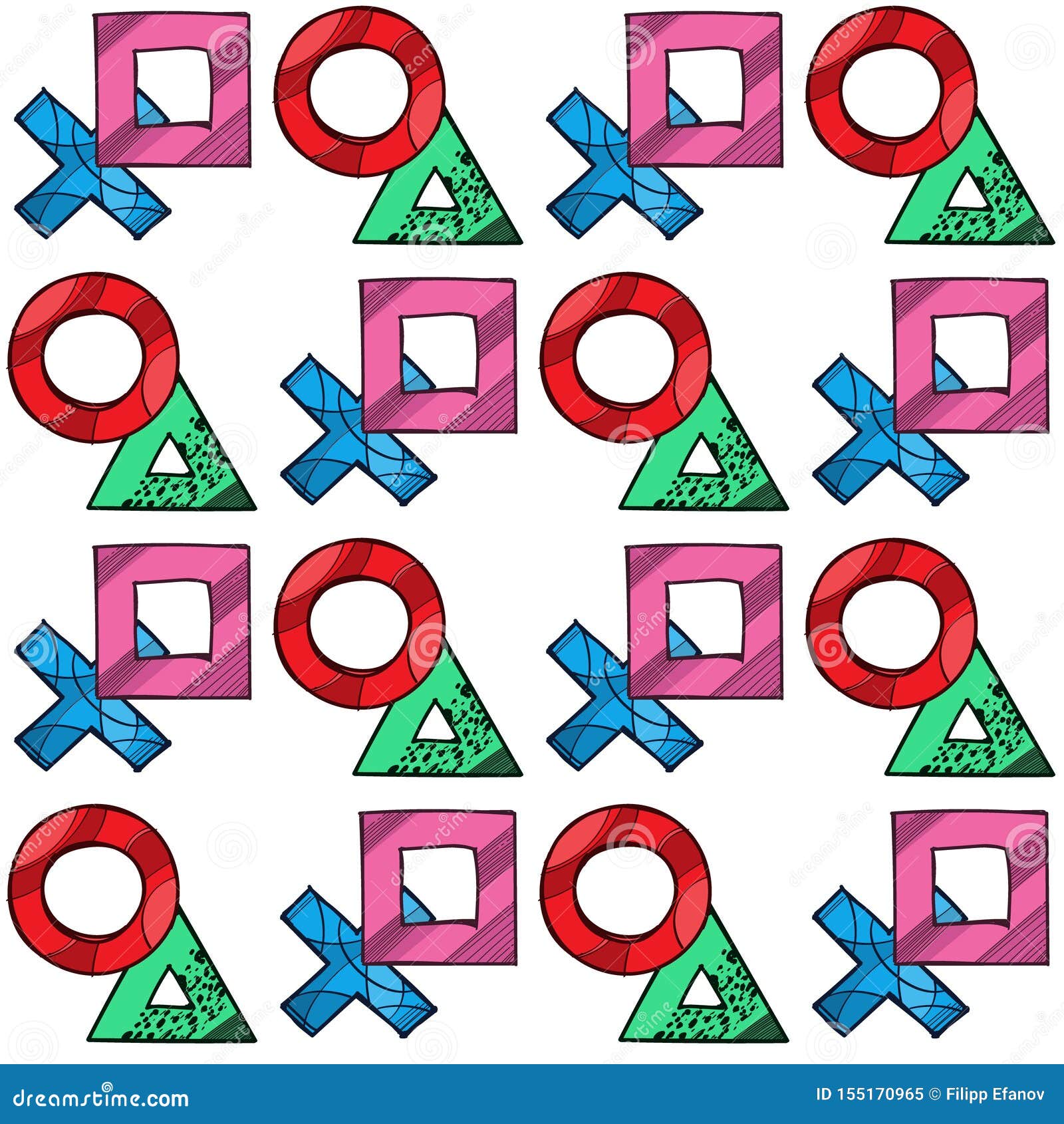 Cross, Circle, Square, Triangle. Game Pad Symbols. Seamless Pattern ...