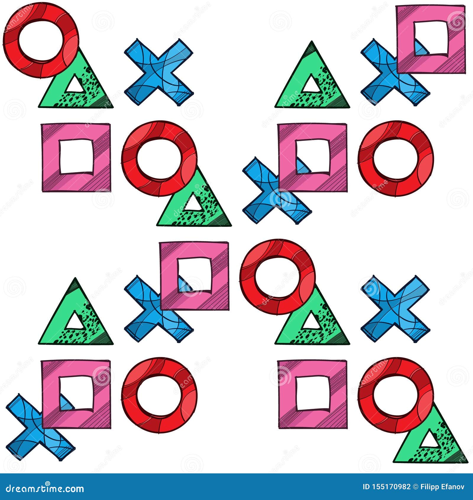 Cross, Circle, Square, Triangle. Game Pad Symbols. Seamless Pattern ...
