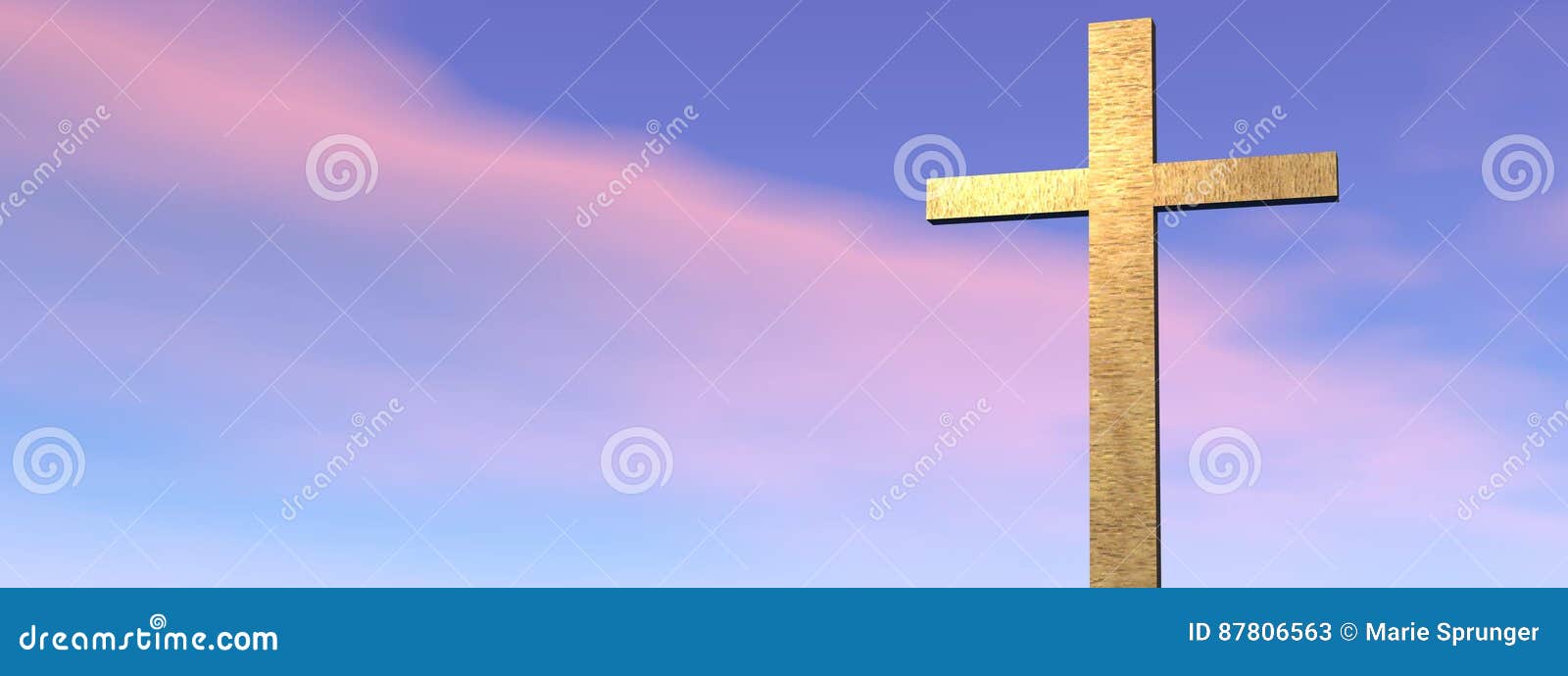 Cross on Clouds Background - 3d Render Stock Illustration ...