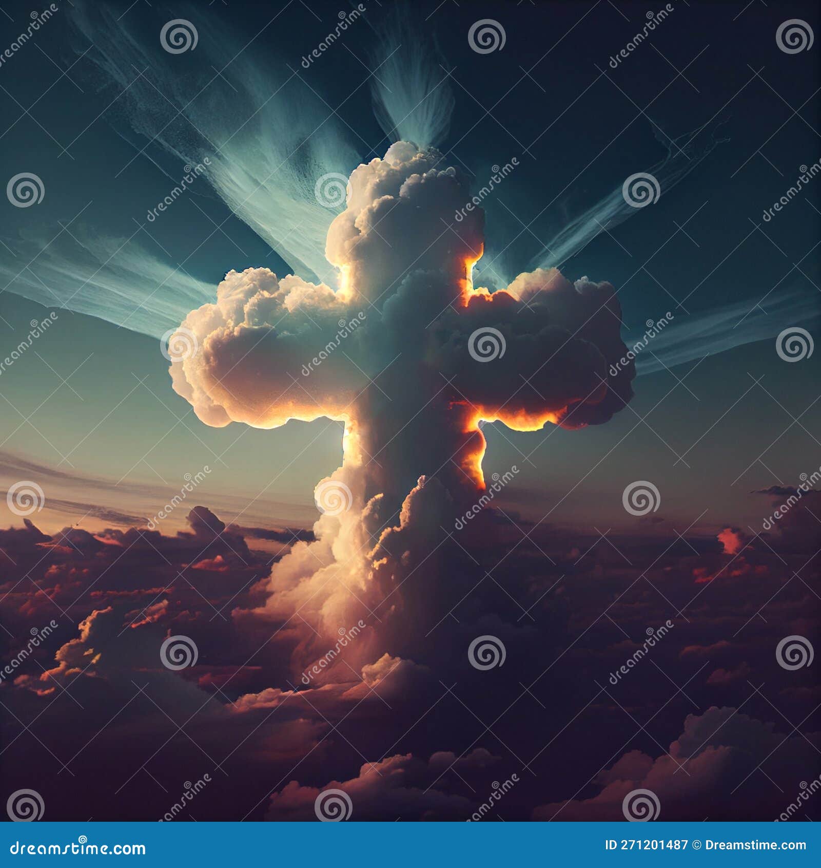 Cross from Clouds in the Sky, Easter Concept Stock Illustration ...