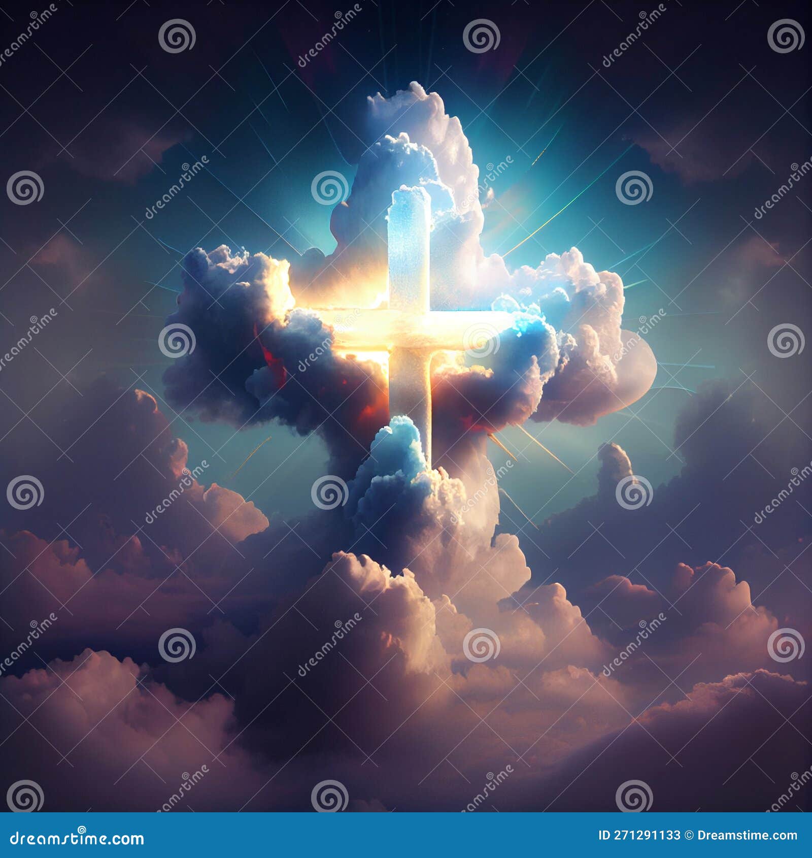 Cross from Clouds in the Sky, Easter Concept Stock Illustration ...