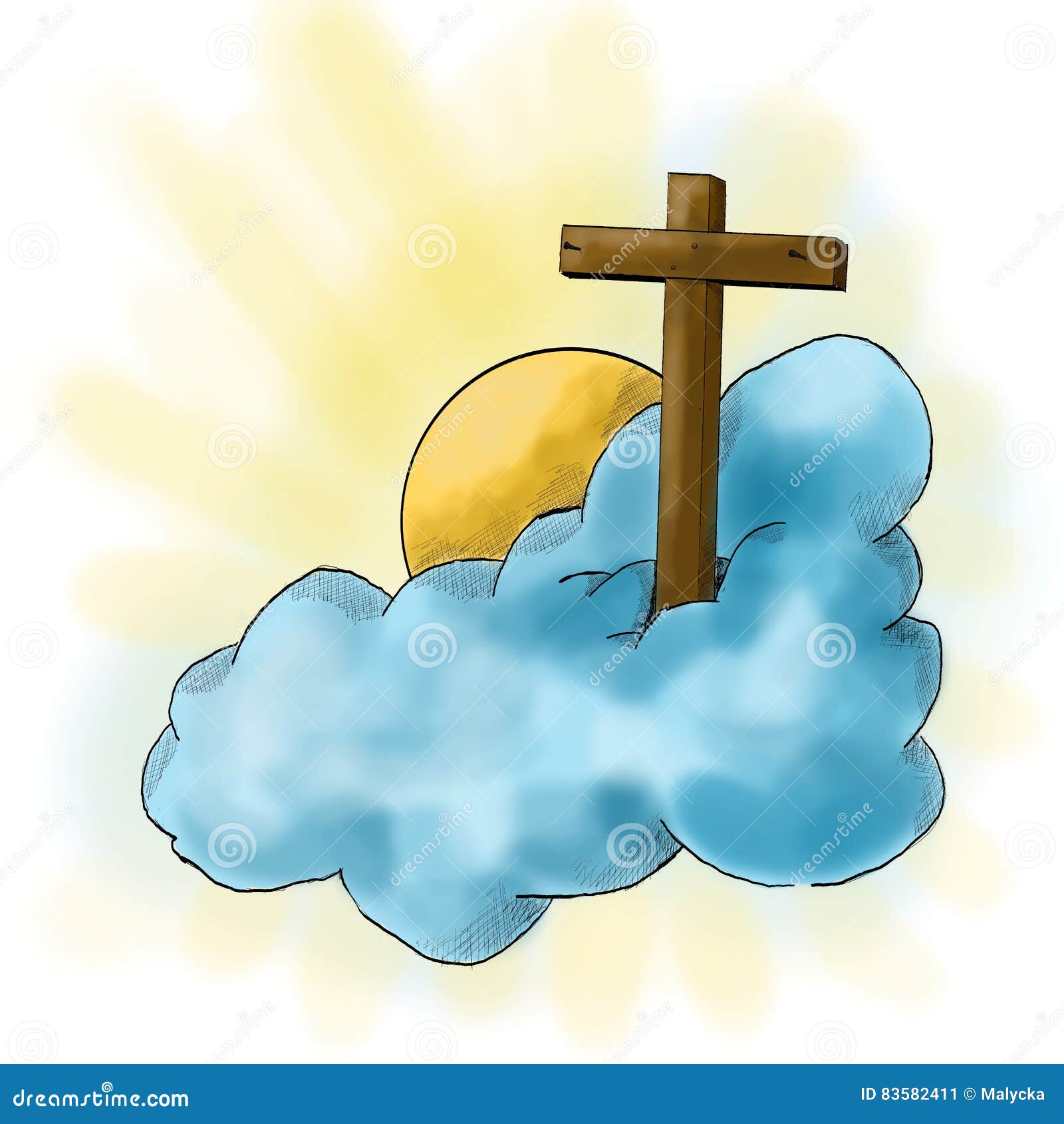 Cross in the Clouds stock illustration. Illustration of salvation ...