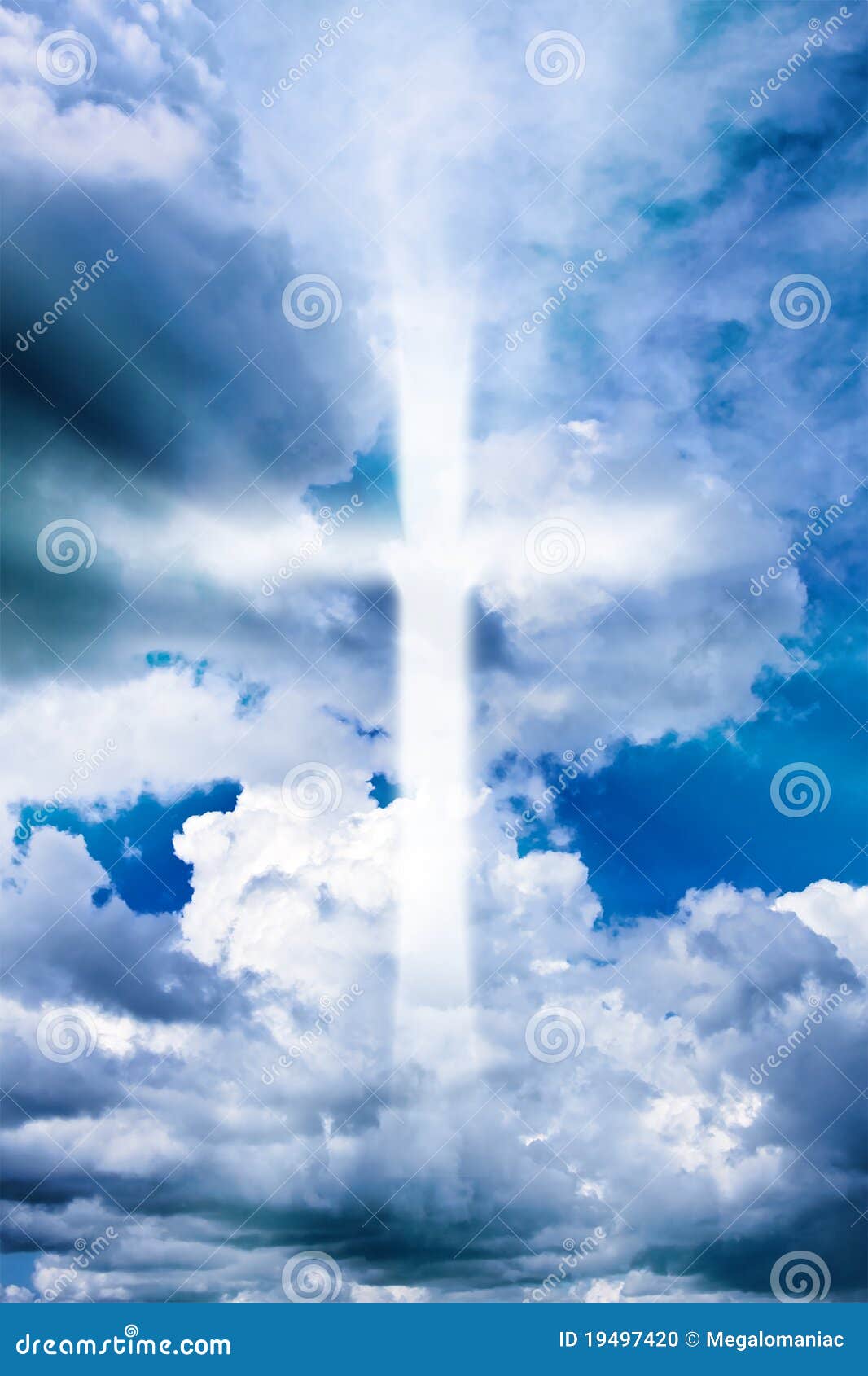 Cross in the cloudy sky stock photo. Image of cumulus - 19497420