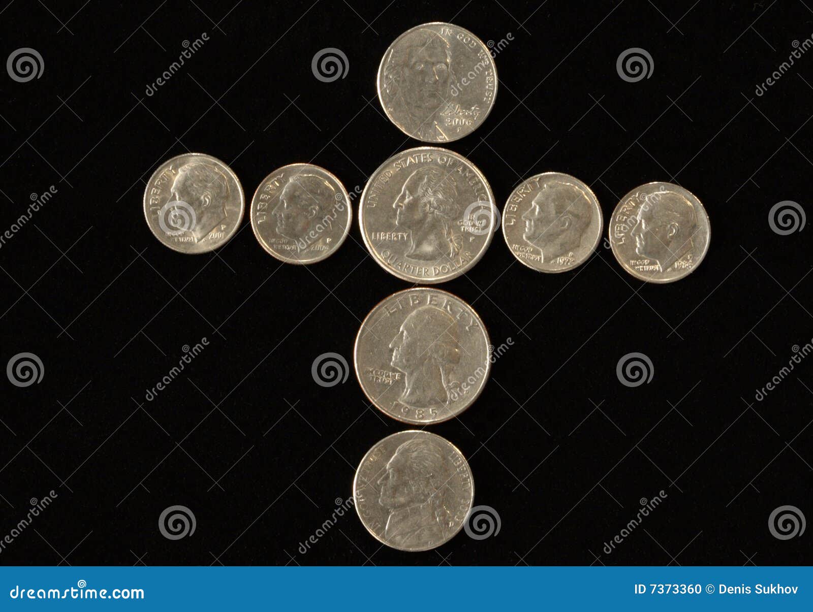Cross of coins stock photo. Image of america, round, gold - 7373360