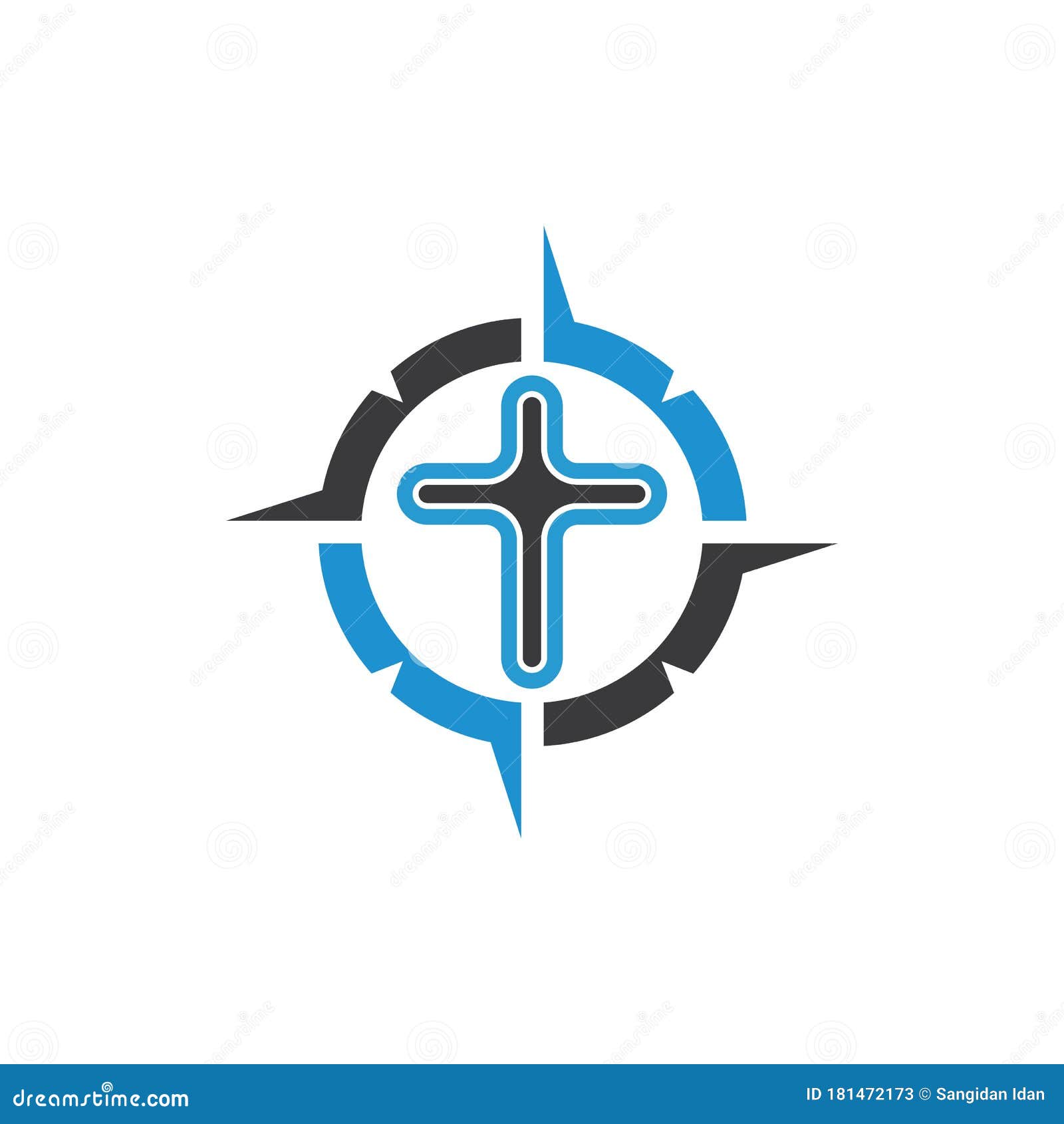 Cross Compass Concept Vector Illustration Design Stock Vector ...