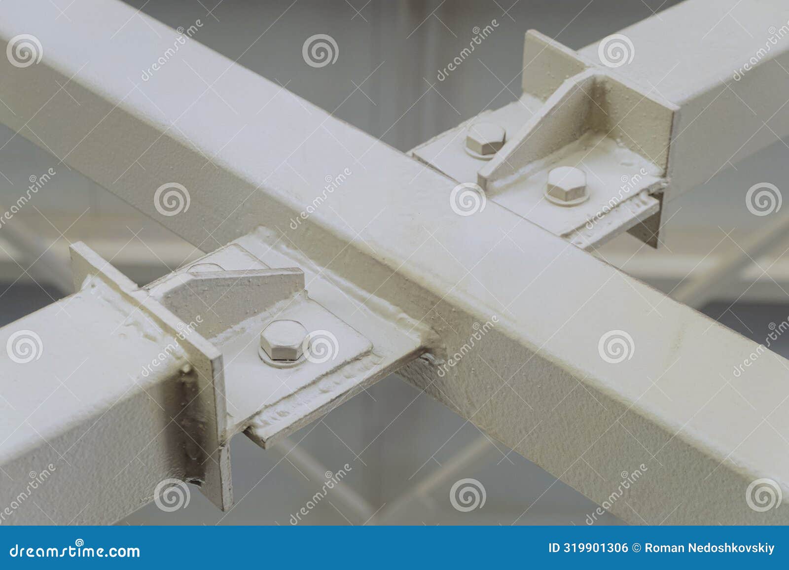 Cross Connection Steel Bracing of Metal Frame Structure Close-up Stock ...