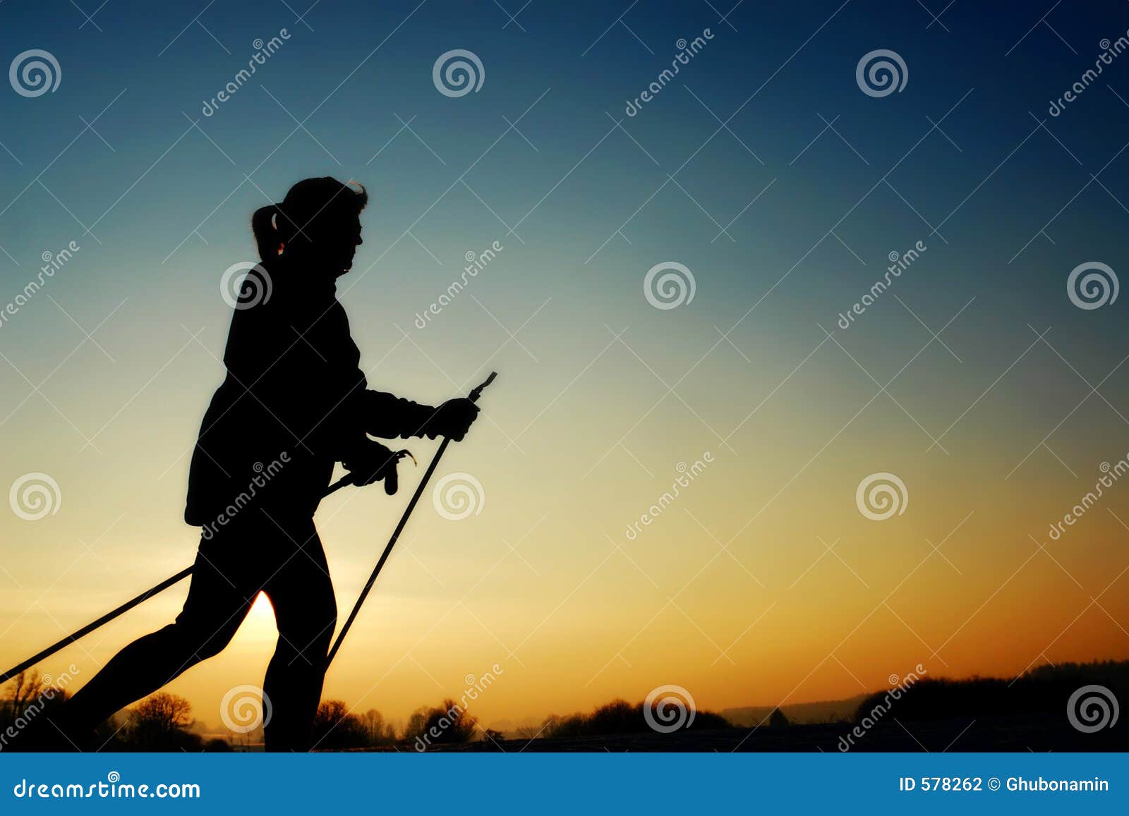Cross-Country stock photo. Image of silhouette, mountain - 578262