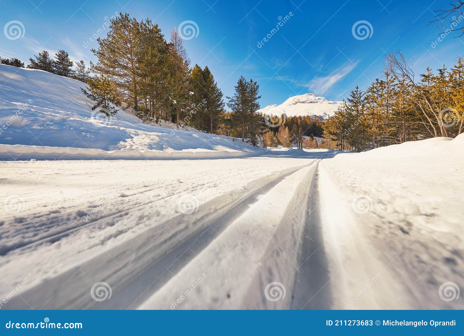 Cross-country Ski Track with Tracks for Classic and Skating Techniques ...